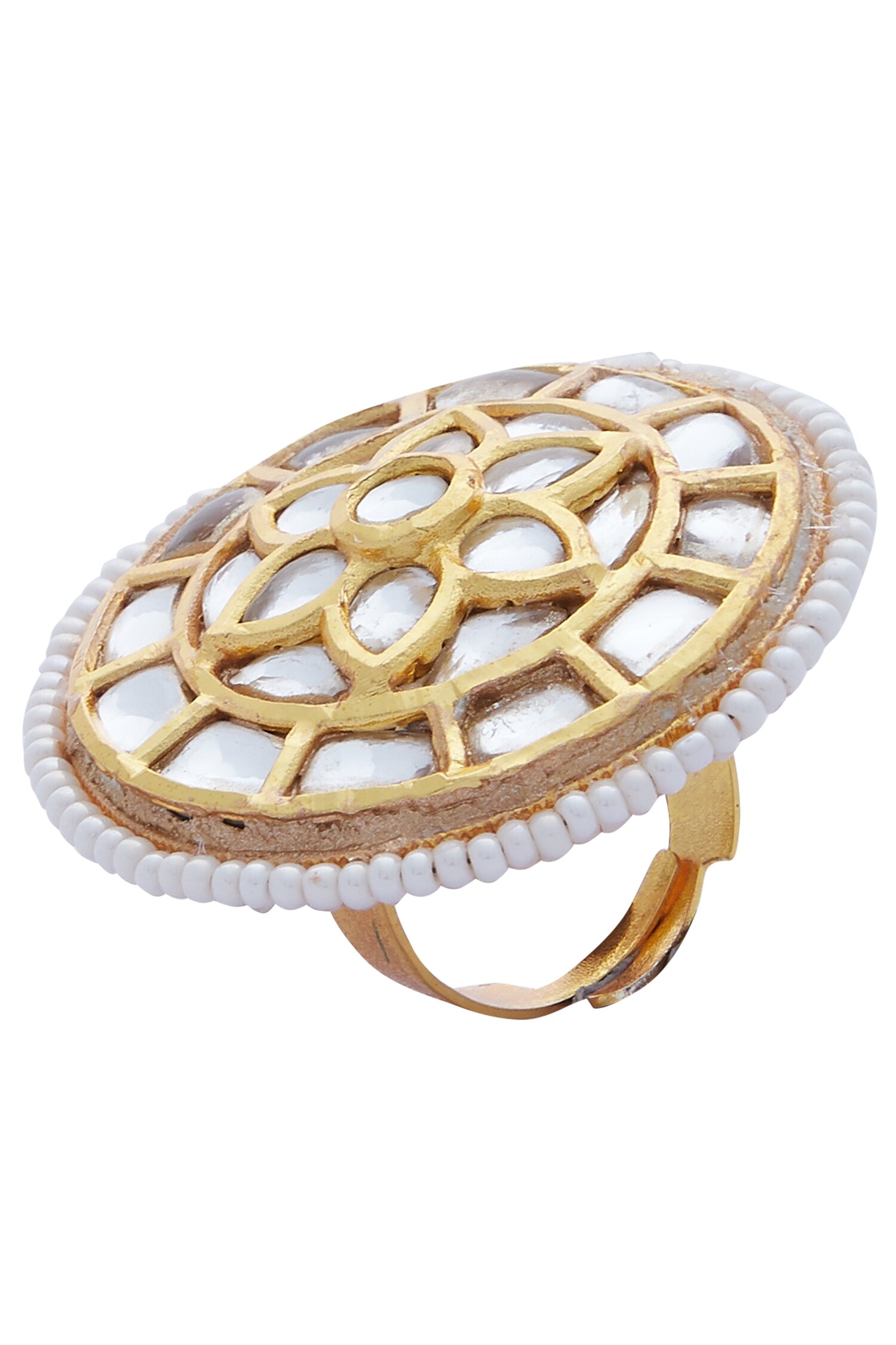 Buy Gold Plated Oversized Finger Ring by Moh-Maya by Disha Khatri ...