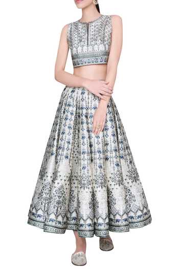 Buy Printed pleated lehenga with blouse by Anita Dongre at Aza Fashions