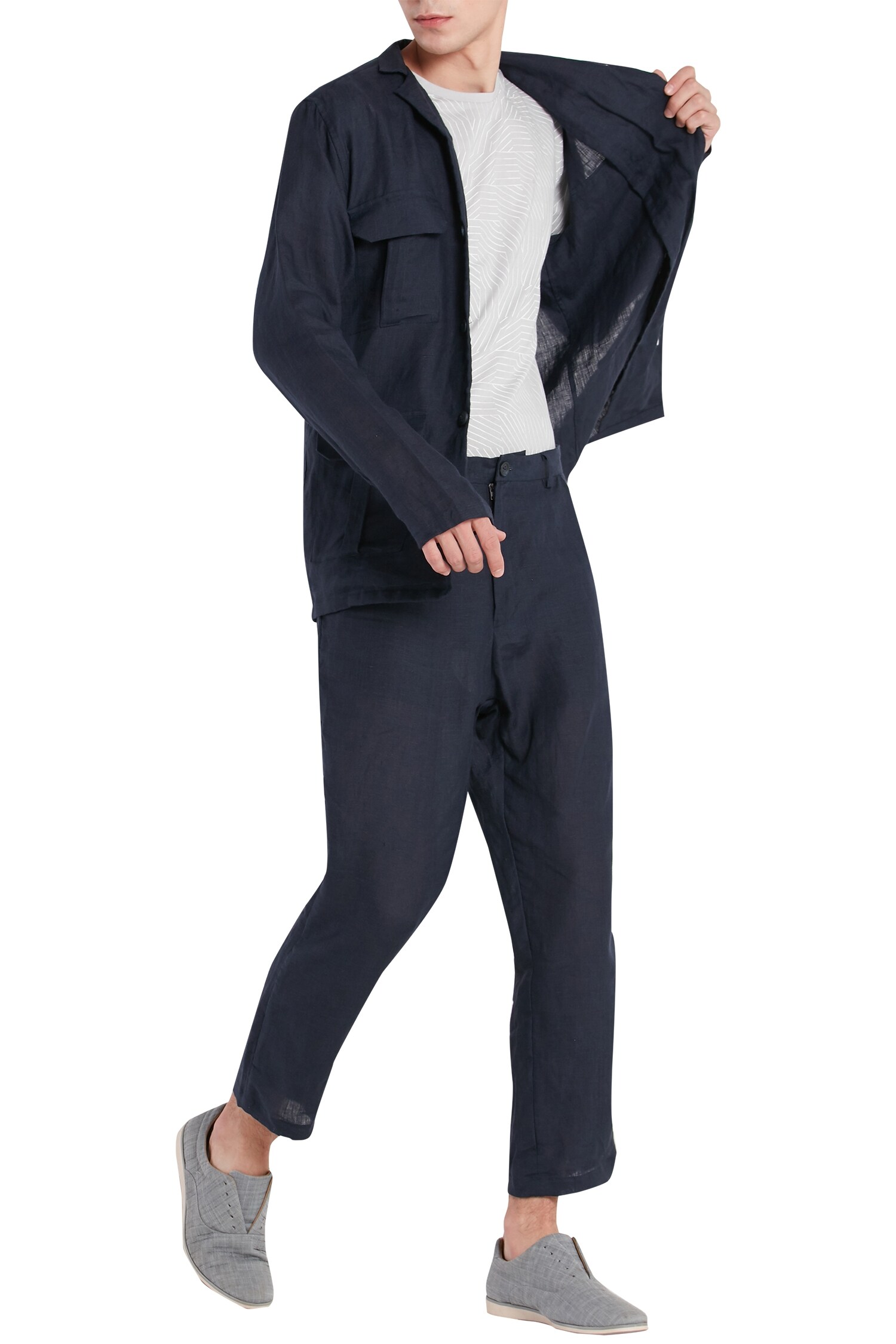 Buy Son of A Noble Snob Blue Button Front Jacket Online | Aza Fashions