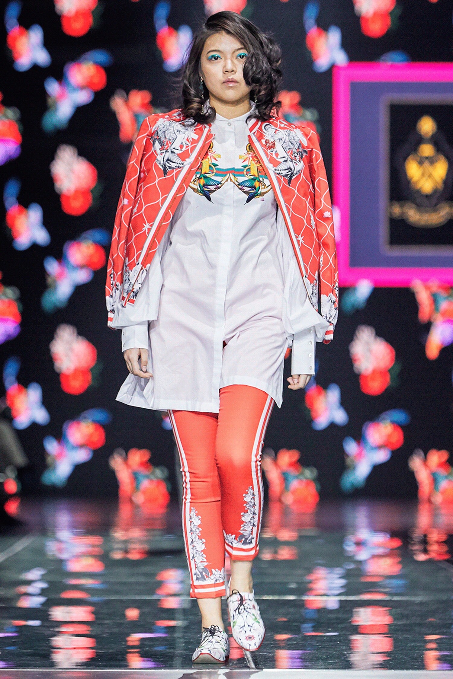 Buy Mr. Ajay Kumar Red Front Zipper Printed Jacket Online | Aza Fashions