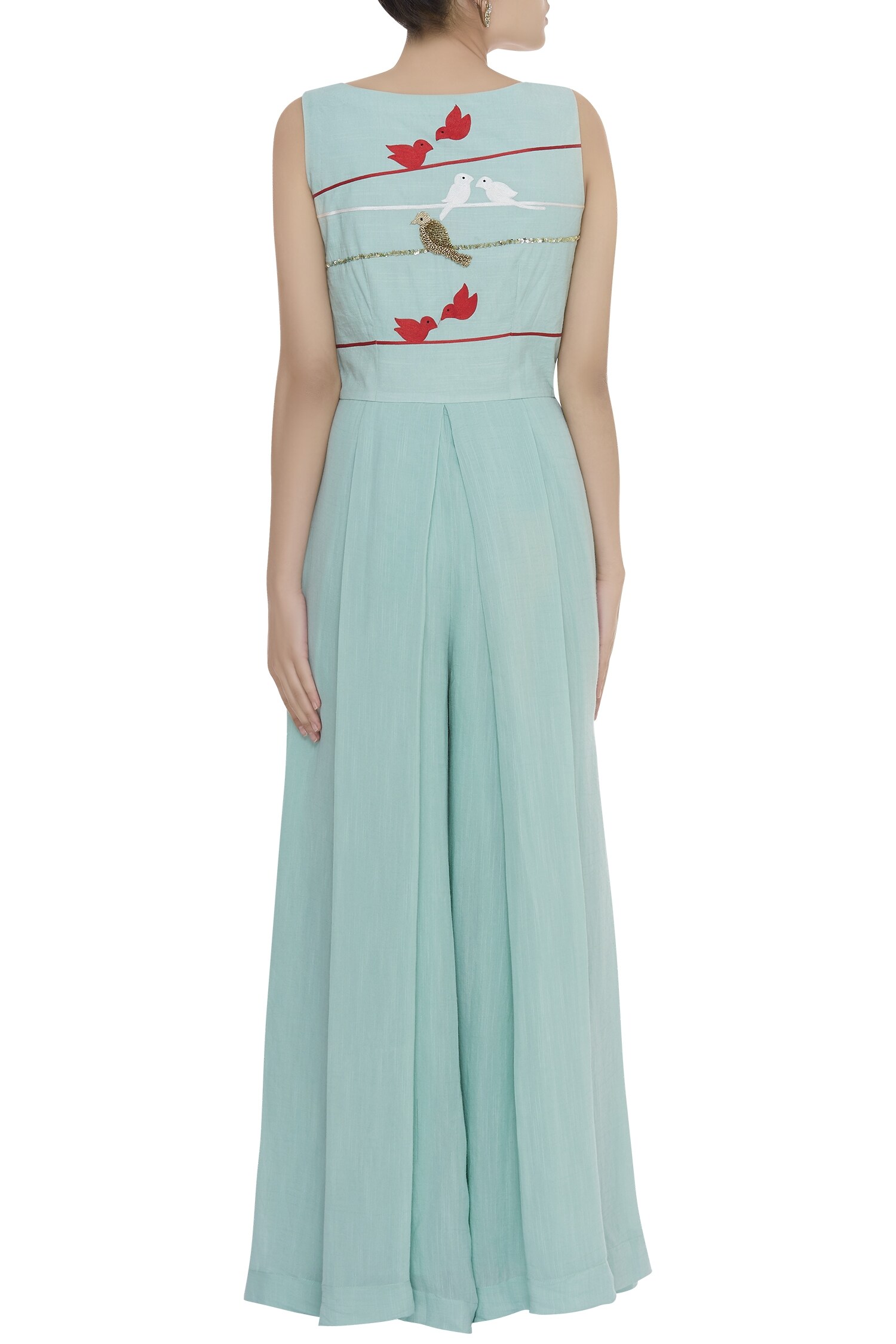 Buy Desert Shine by Sulochana Jangir Blue Box Pleat Embroidered Kurta ...