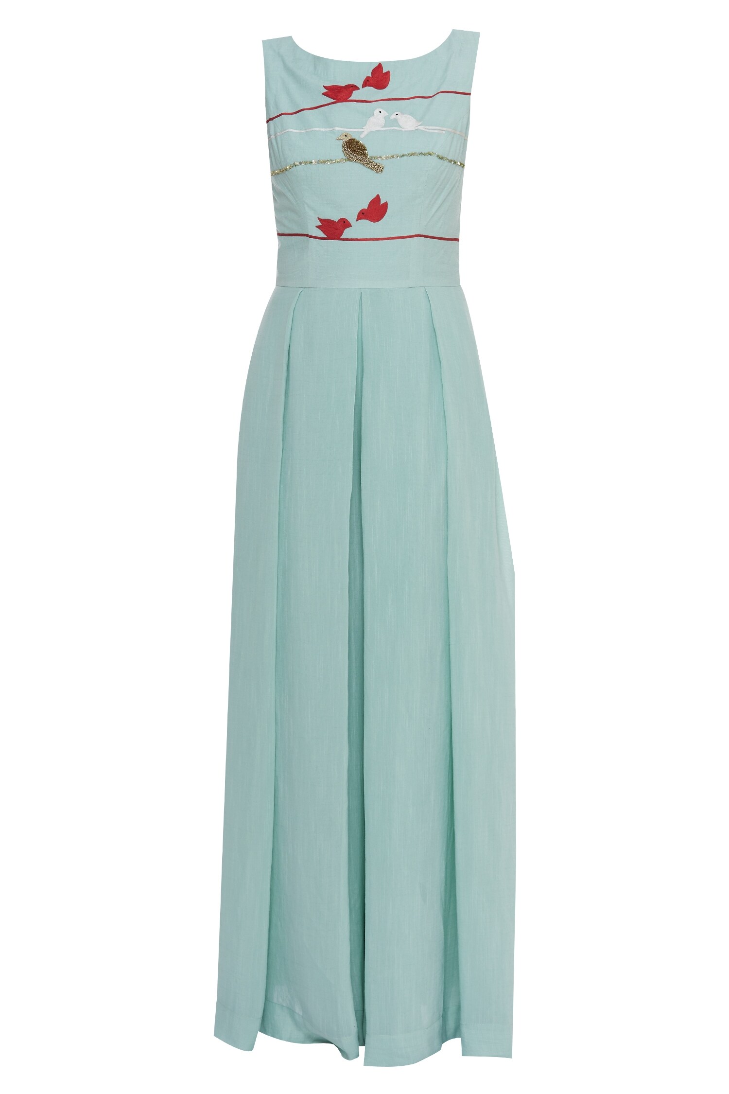 Buy Desert Shine by Sulochana Jangir Blue Box Pleat Embroidered Kurta ...