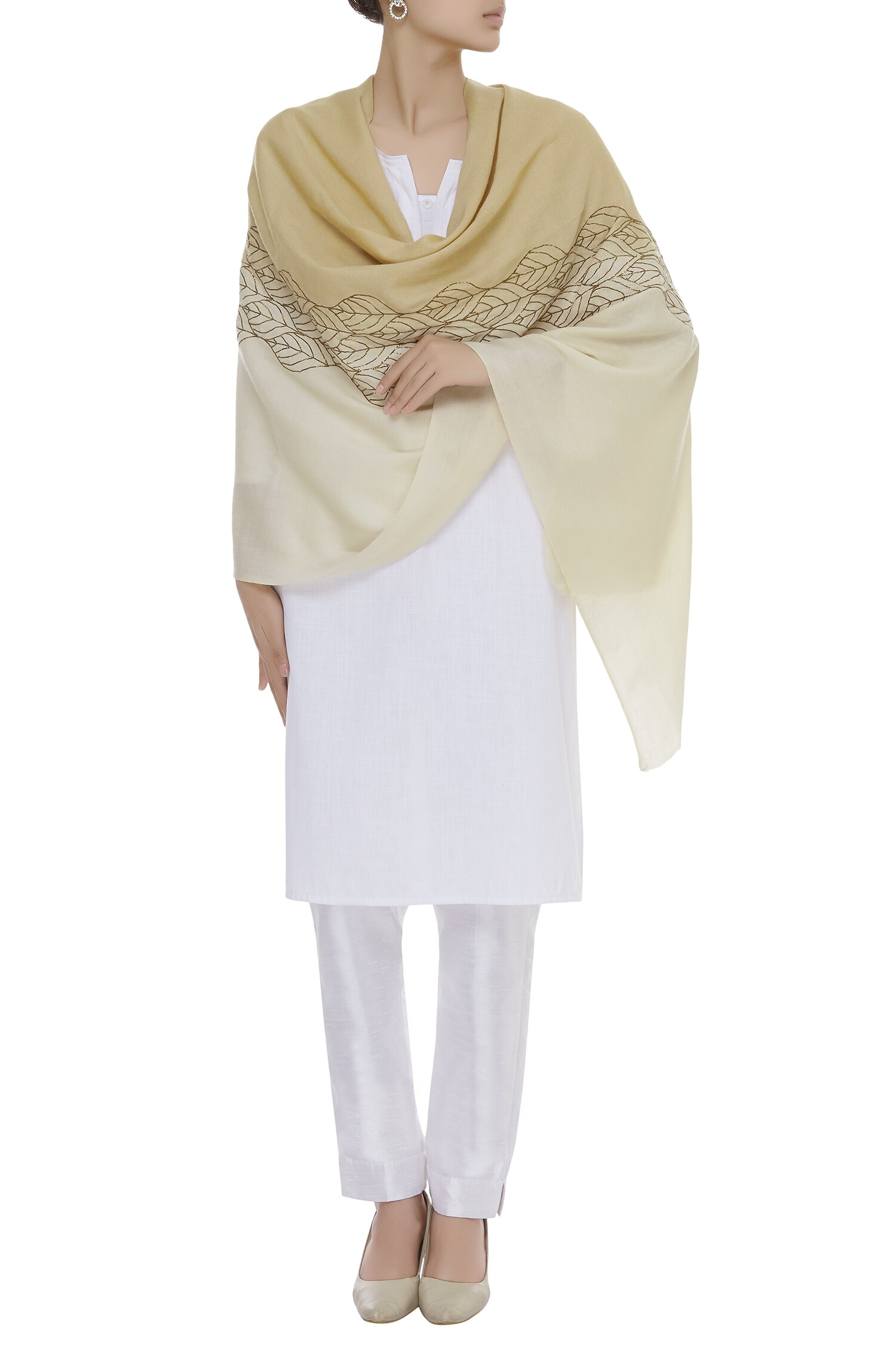 Buy Richa Cashmere Wool Hand Embroidered Shawl Online | Aza Fashions