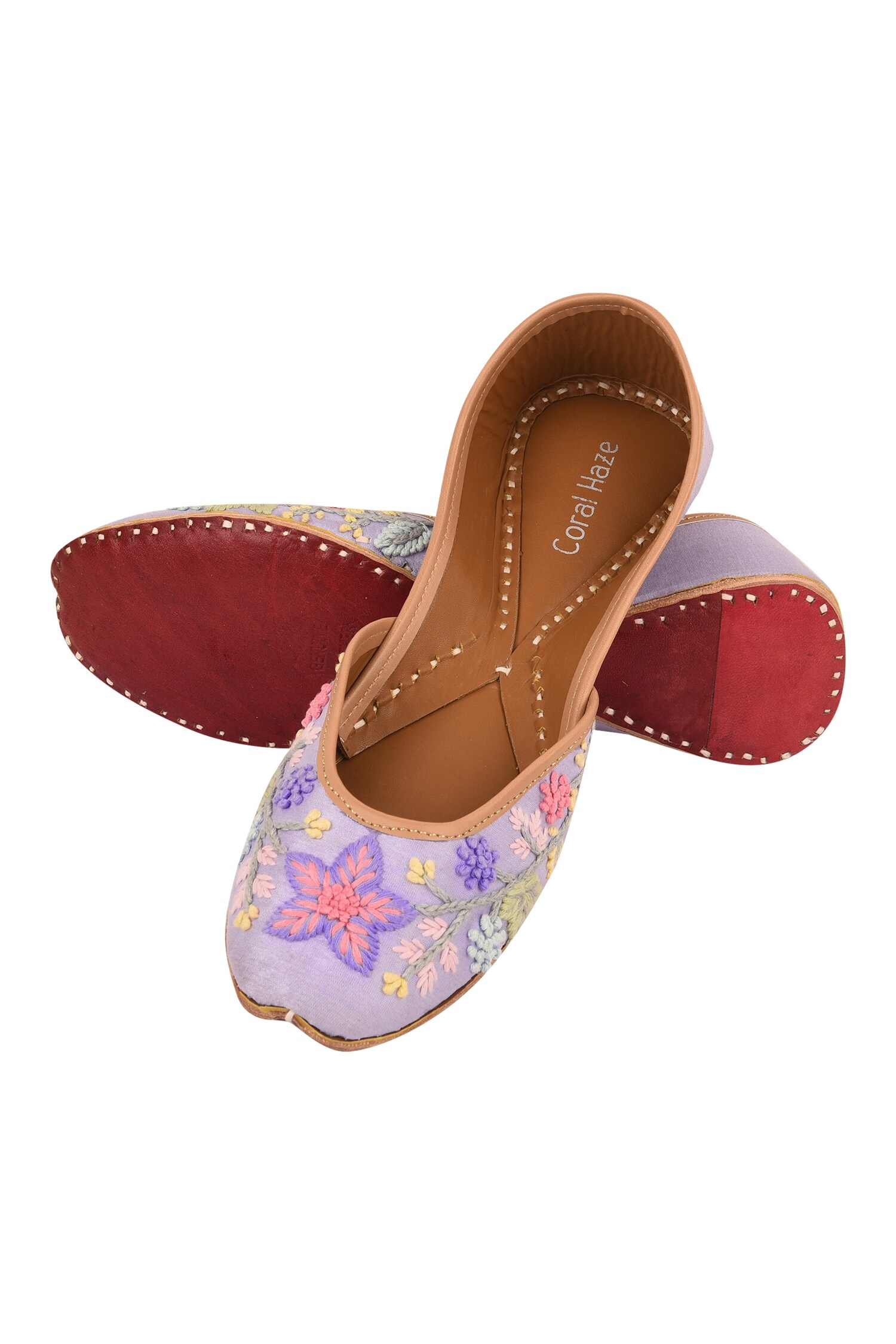 Buy Coral Haze Purple Hand-embroidered-juttis Online | Aza Fashions