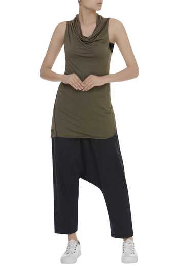Buy Kapda By Urvashi Kaur Green Jersey Top Online | Aza Fashions