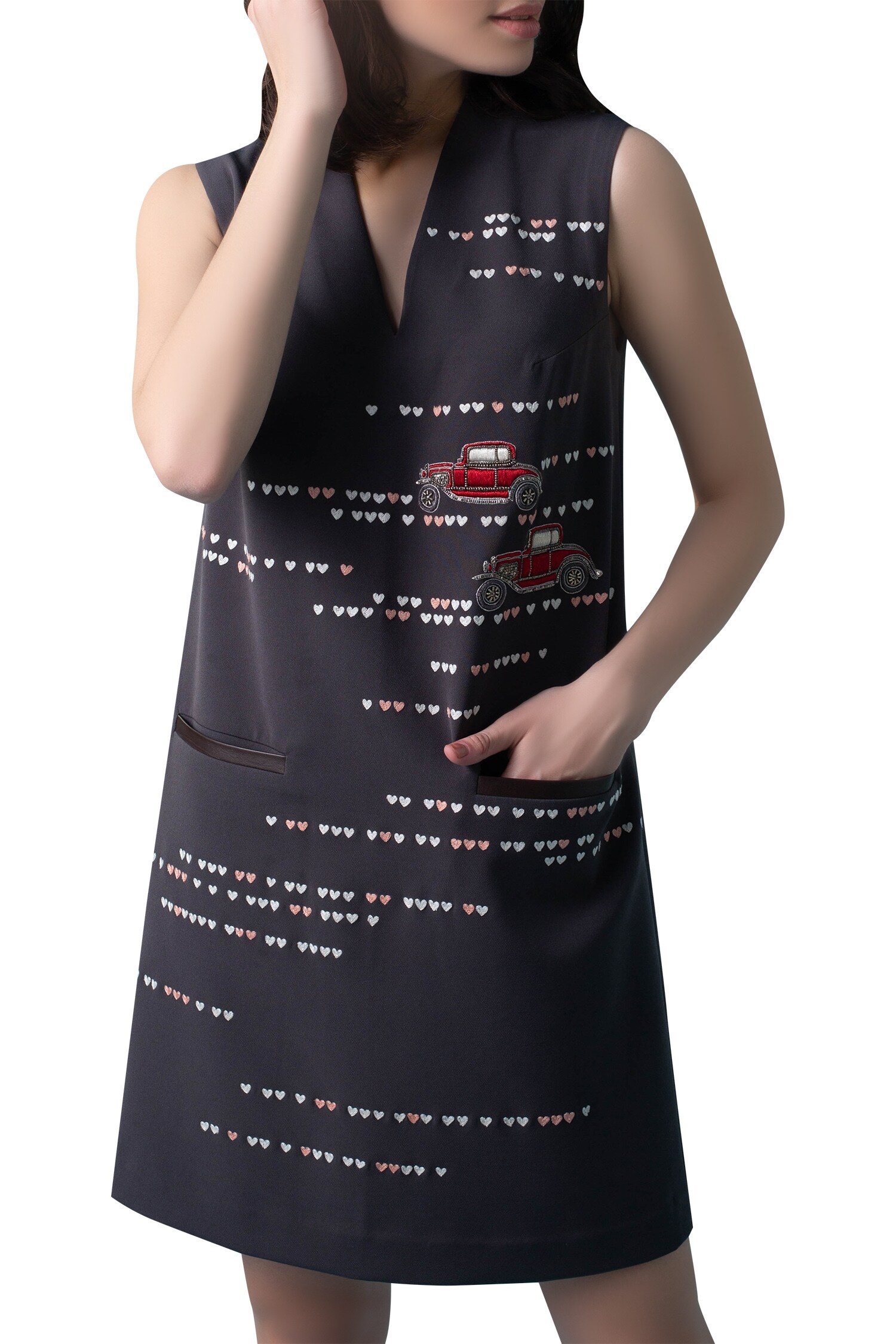 Buy Shahin Mannan Grey Embroidered Shift Dress Online | Aza Fashions