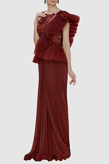 Buy Reeti Arneja Red Embellished Peplum Gown Online | Aza Fashions