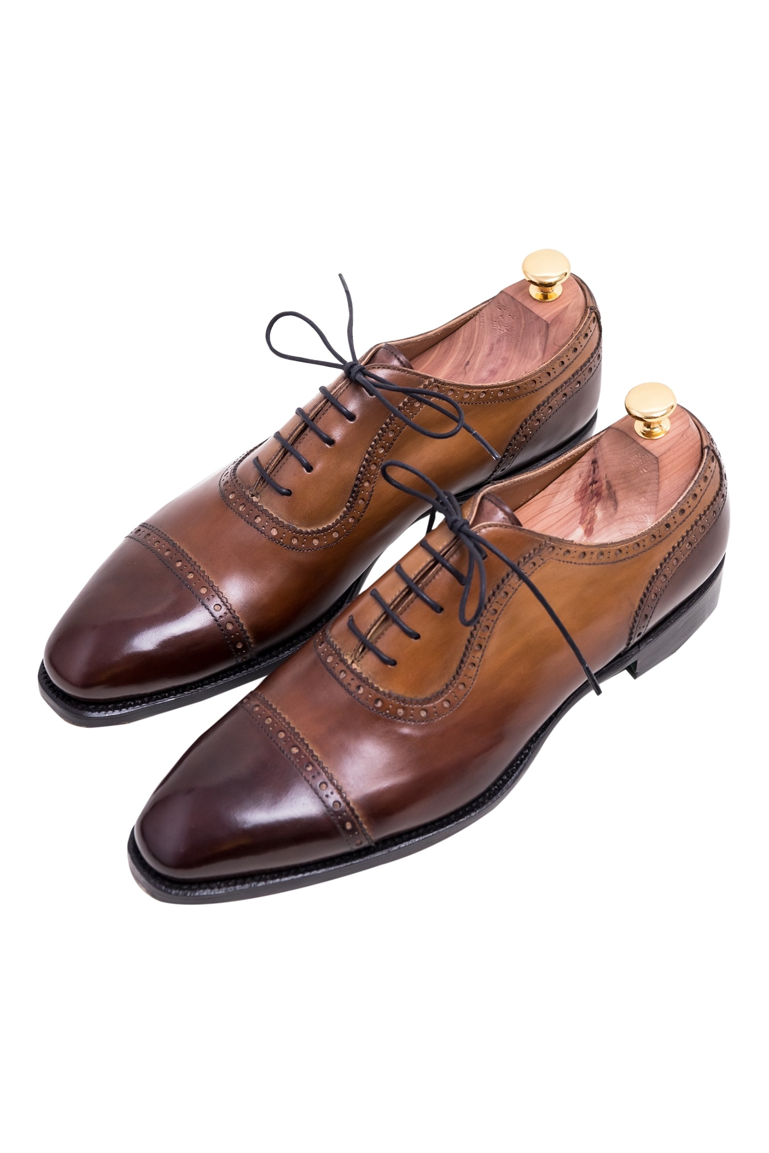 Buy Brown Italian Full Grain Nappa Leather Handpainted Brogue Shoes For ...
