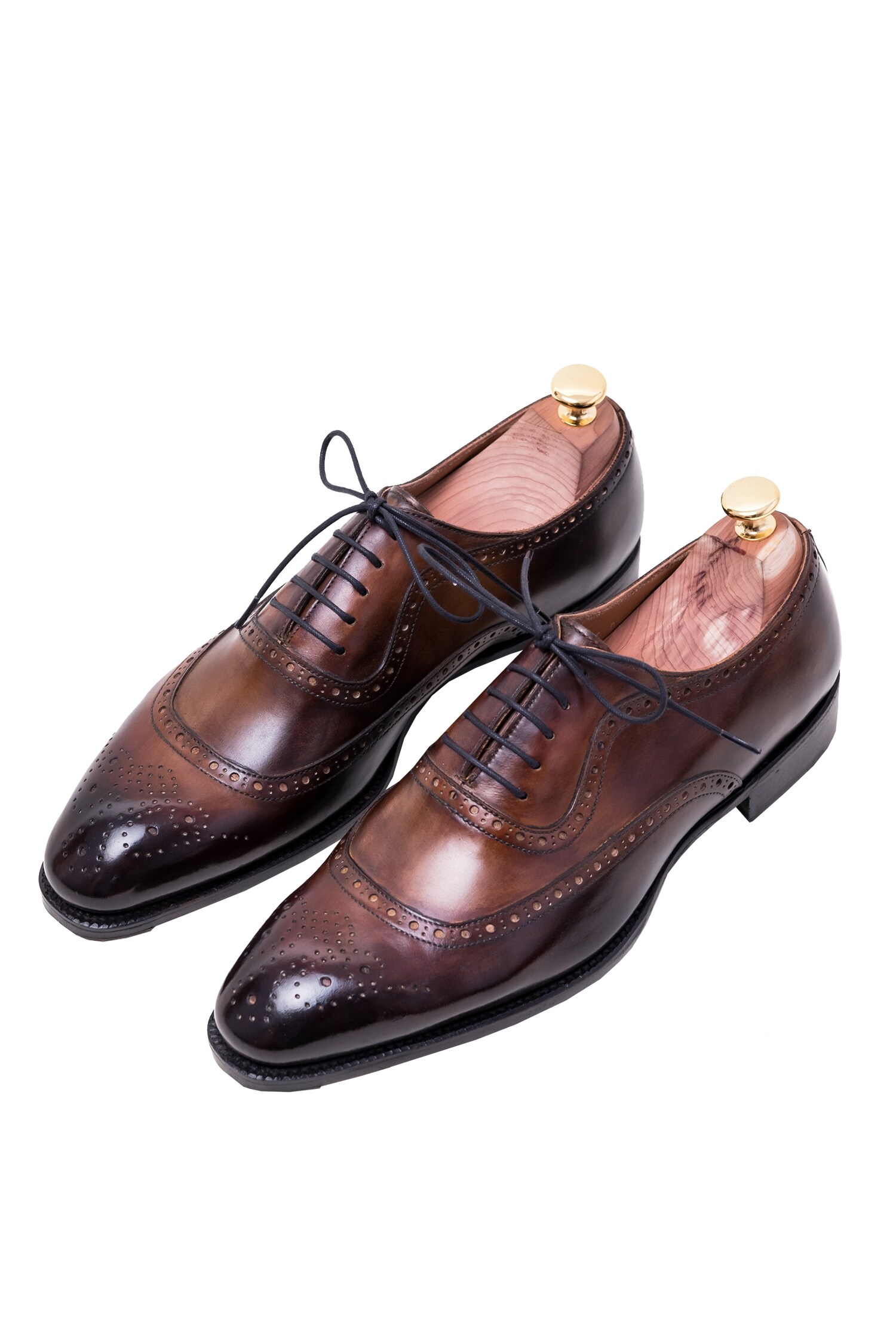 Buy Brown Italian Full Grain Nappa Leather Shaded Brogue Shoes For Men ...