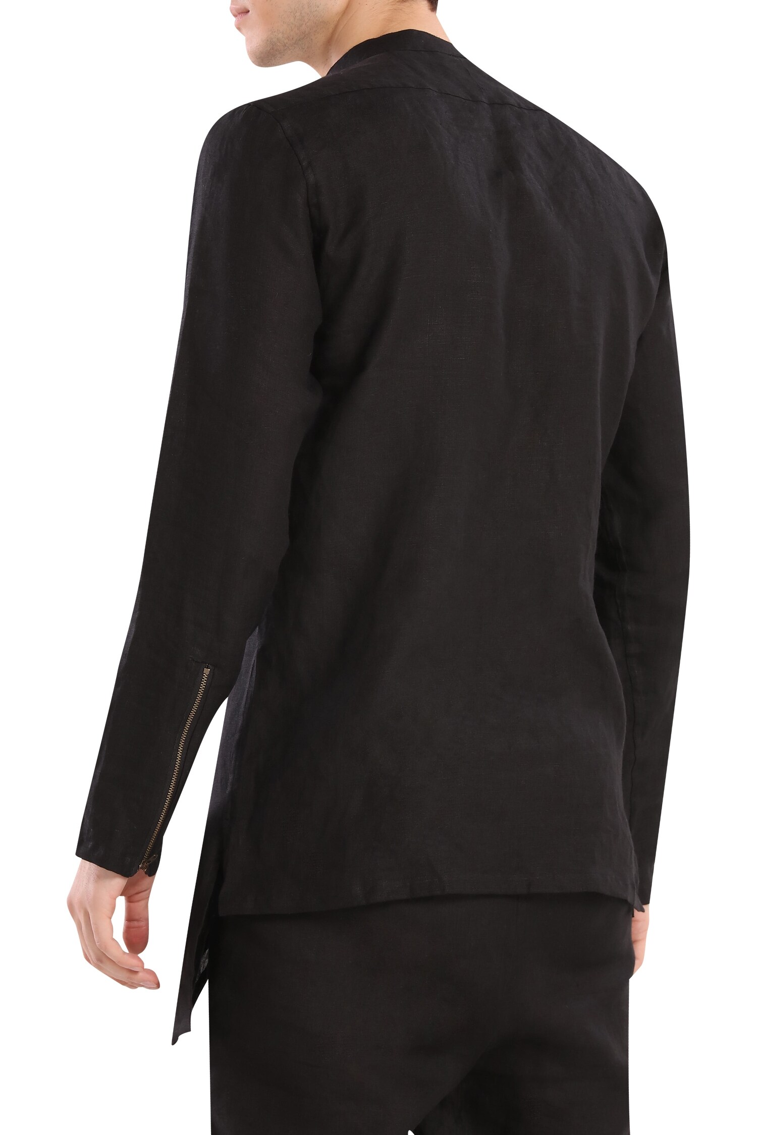 Buy Son of A Noble Snob Black Linen Zipper Jacket Online | Aza Fashions
