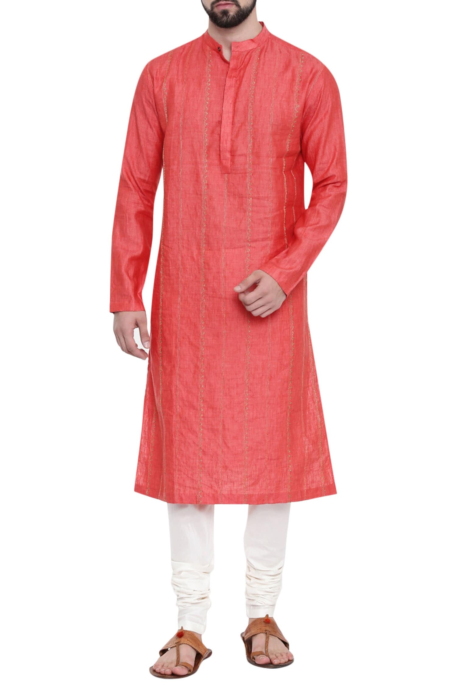Buy Mayank Modi - Men White Linen Embroidered Kurta Set Online | Aza ...