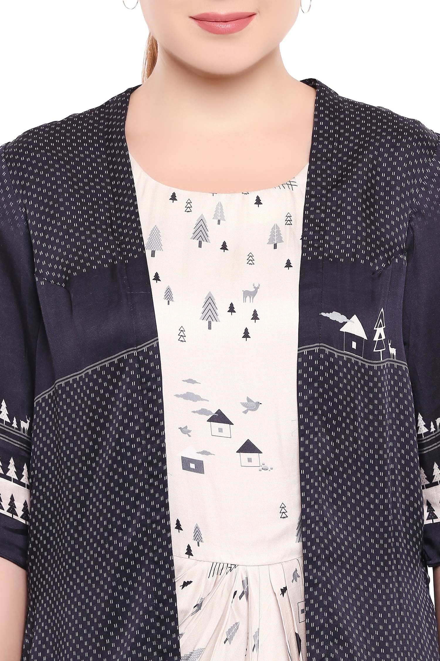 Buy SO US by Sougatpaul White Modal Satin Draped Dress With Jacket ...