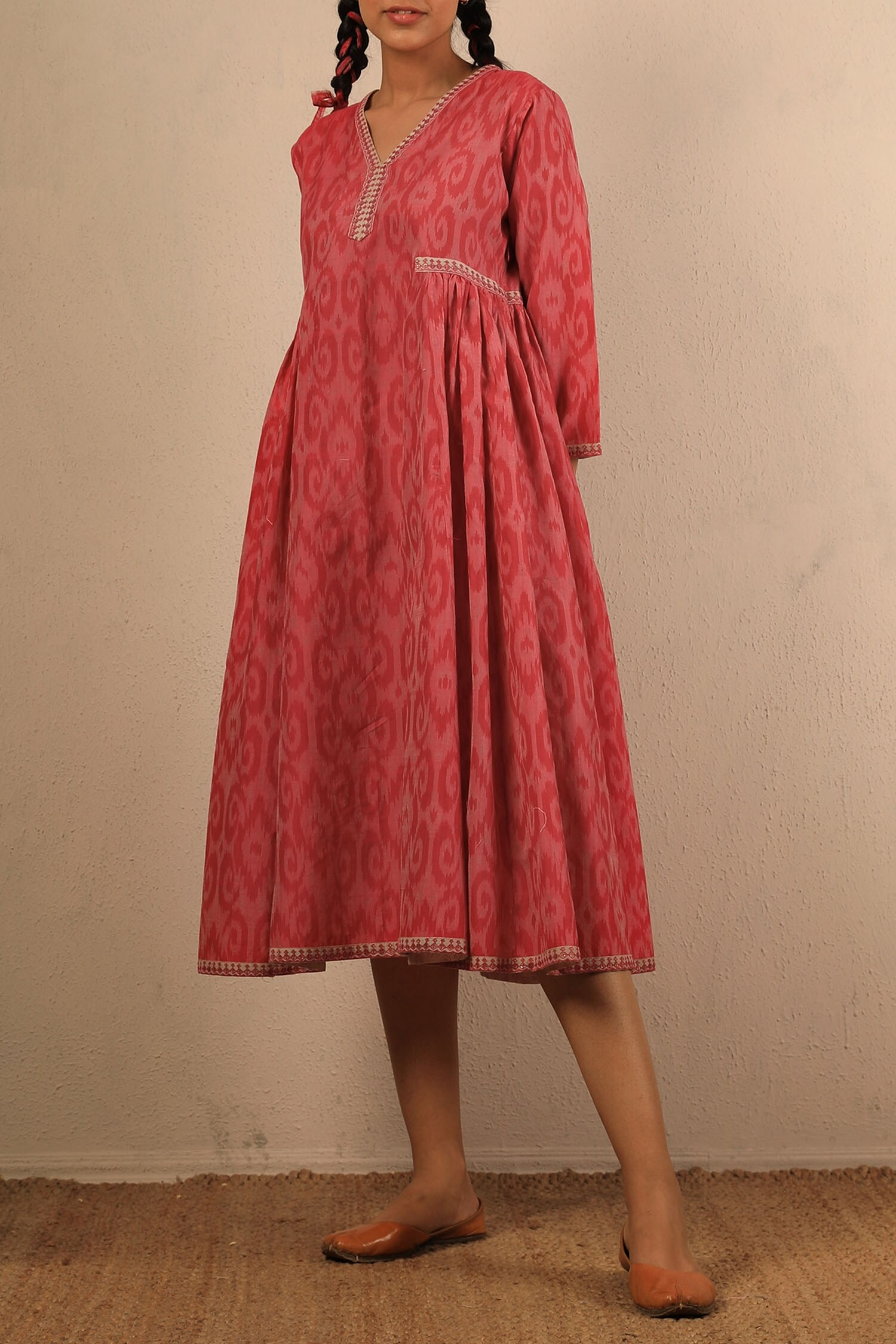 Buy Torani Pink Ikat Flared Tunic Online | Aza Fashions