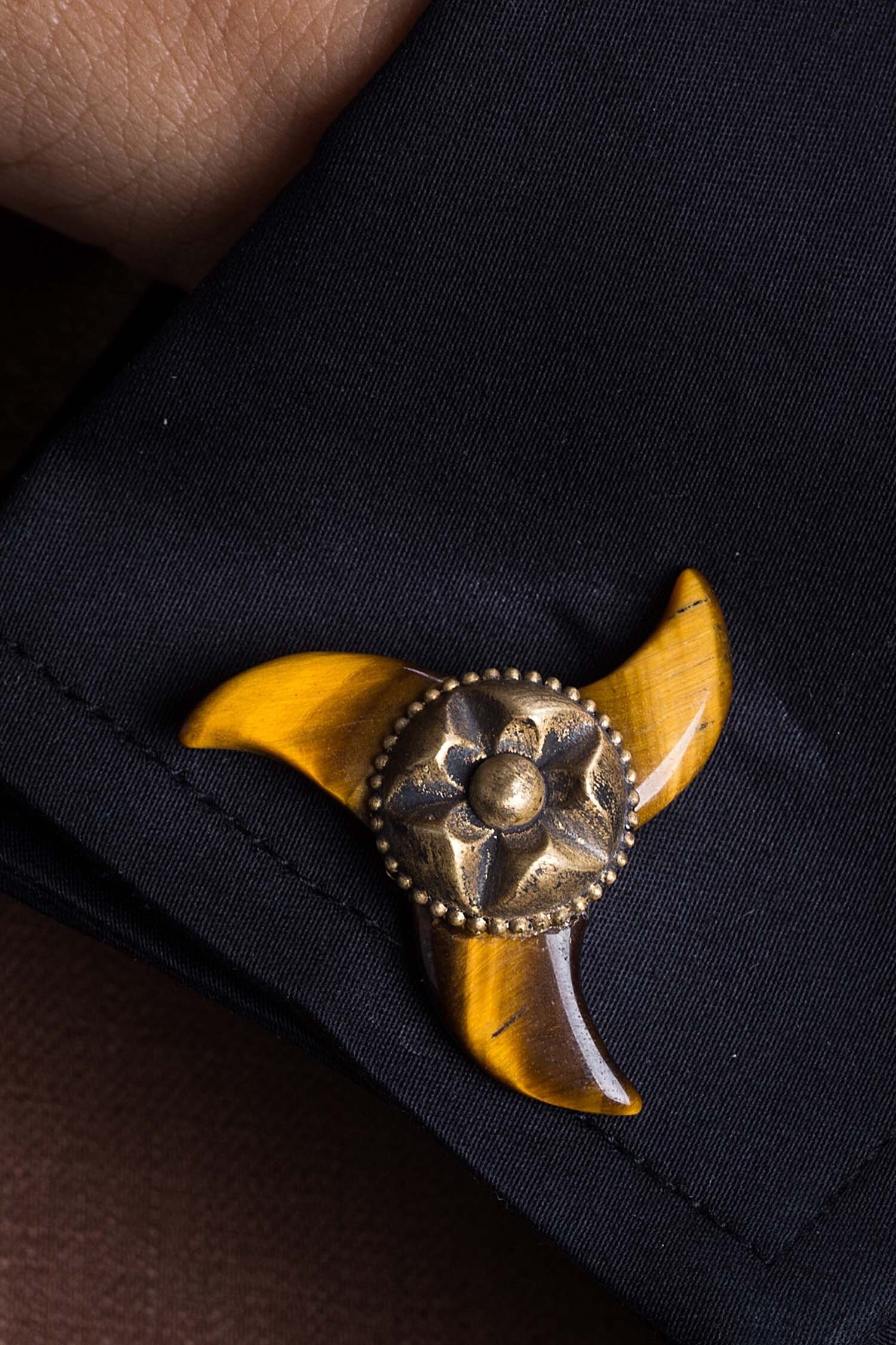 Buy Cosa Nostraa Gold Antique Triple Claw Cufflinks Online | Aza Fashions