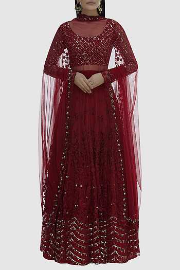 Buy Astha Narang Net Embroidered Lehenga Set Online | Aza Fashions