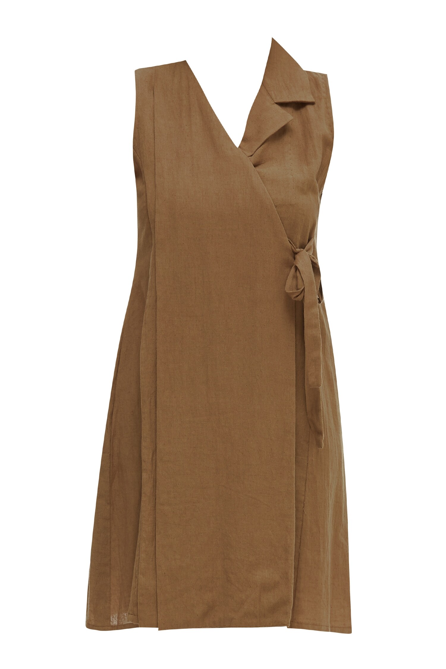 Buy Linen Overlap Dress by Chambray & Co. at Aza Fashions