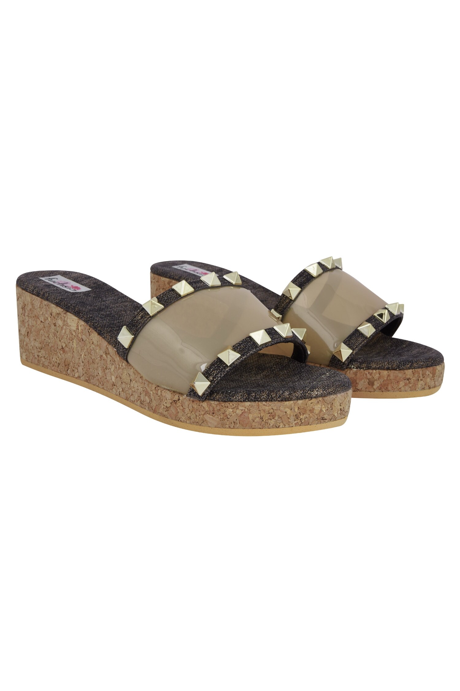 Buy Black Studded Wedges by Fuchsia Online at Aza Fashions.