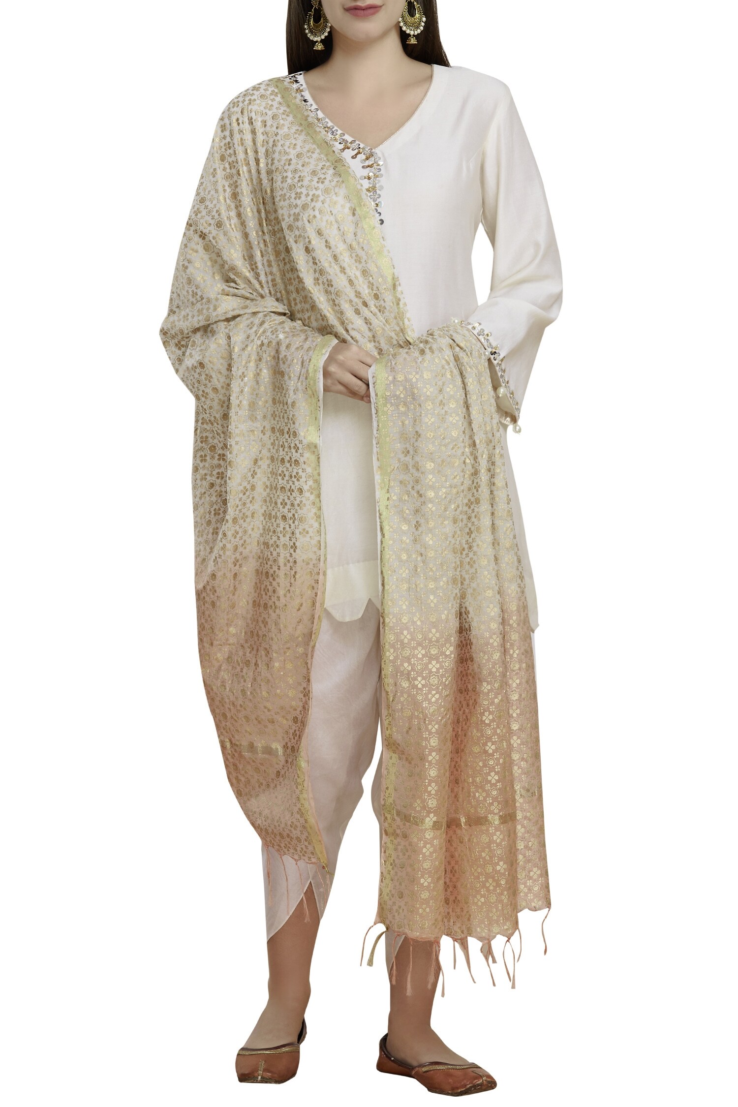 Buy Seema Nanda Off White Chanderi Kurta Dhoti Pant Set Online | Aza ...
