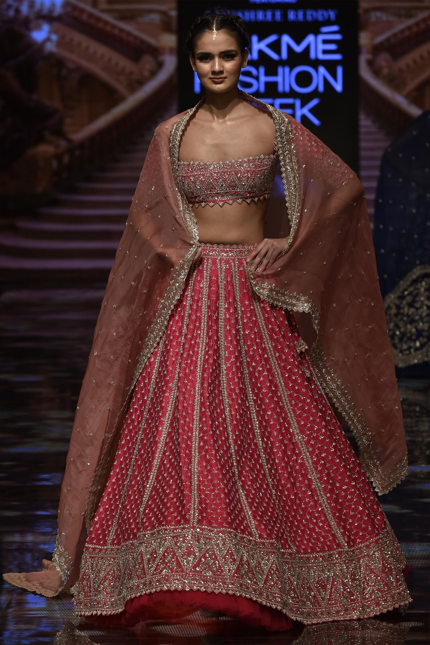 Buy Anushree Reddy Pink Raw Silk Embroidered Lehenga Set Online | Aza ...