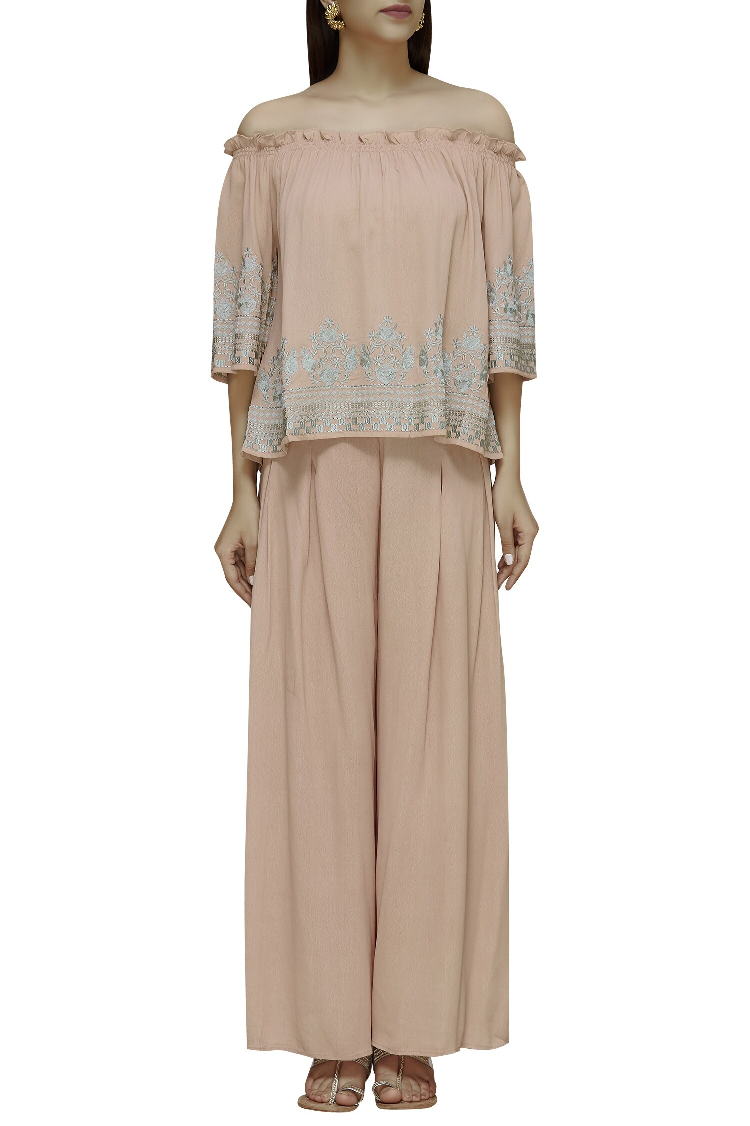 Buy Embroidered Top Palazzo Set by Ridhi Arora at Aza Fashions