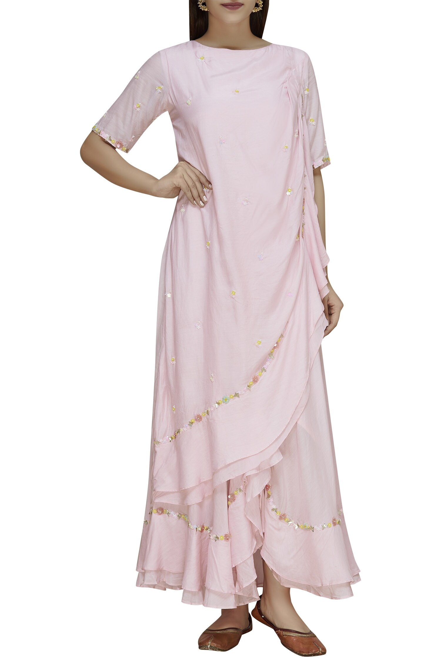 Buy Pink Round Draped Tunic For Women by Itara Online at Aza Fashions.