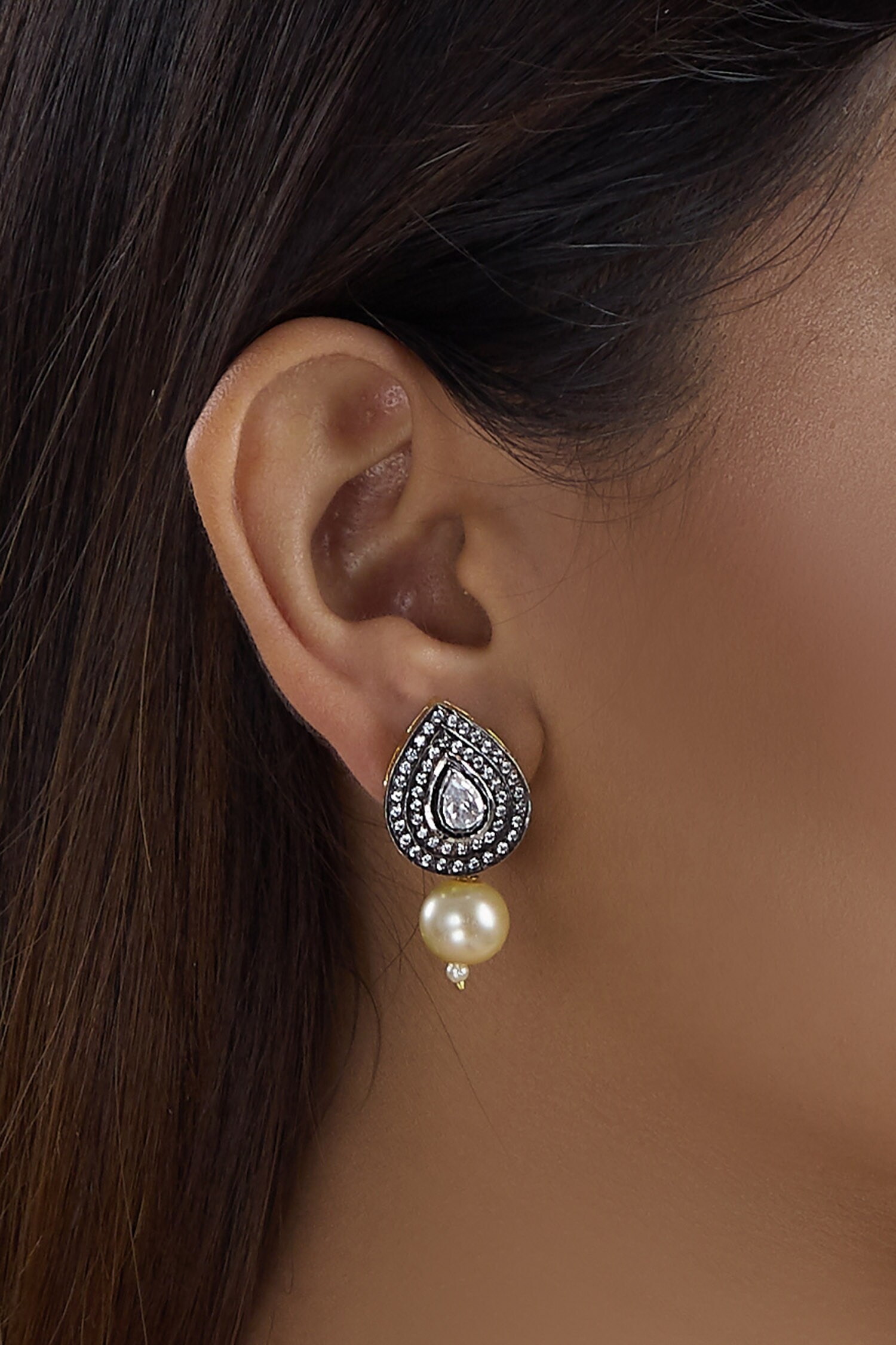 Buy Gold Plated Crystal Drop Studs by Just Shradha's Online at Aza ...