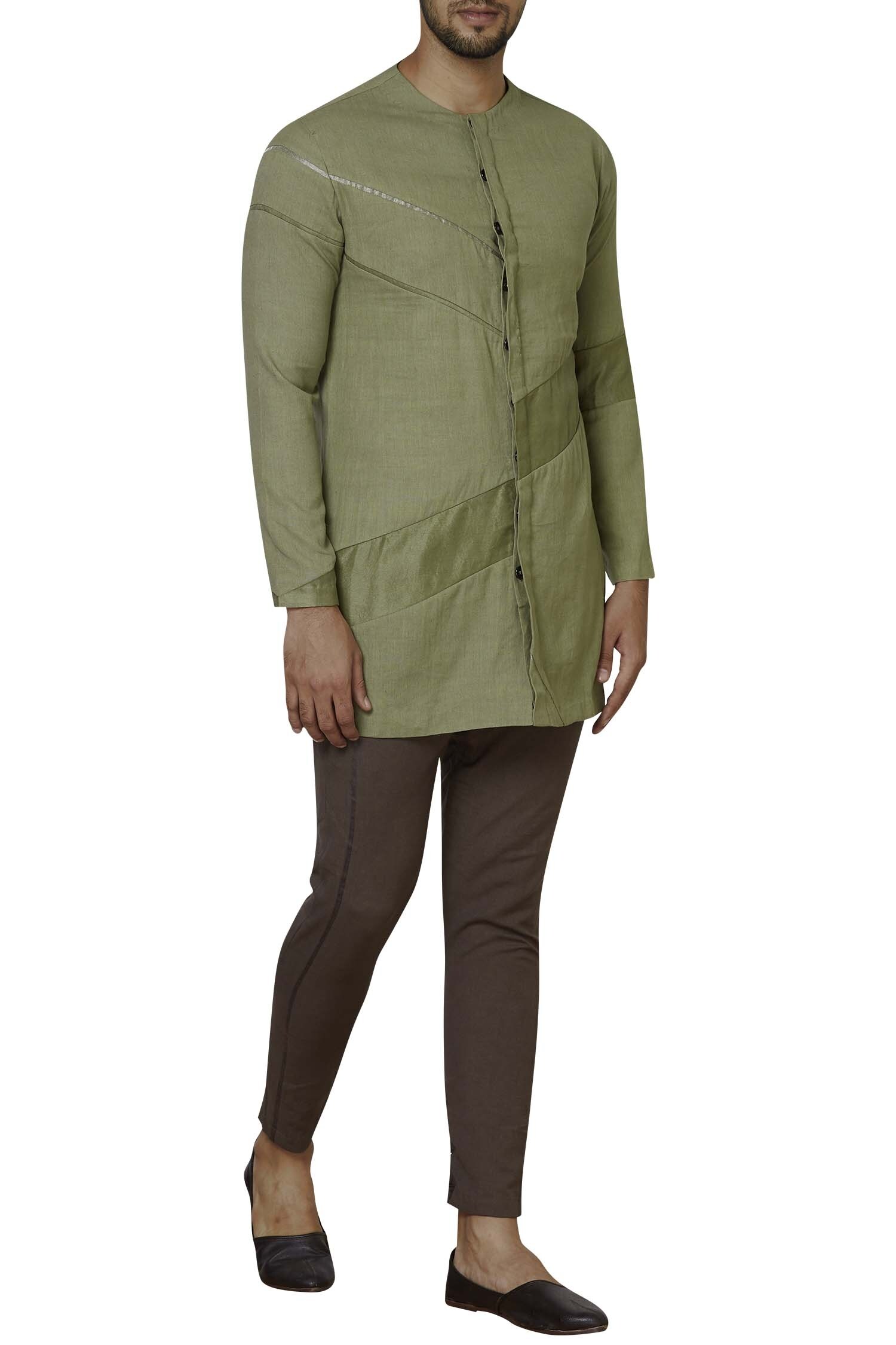 Buy Suta & Co - Men Grey Linen Kurta Set Online | Aza Fashions