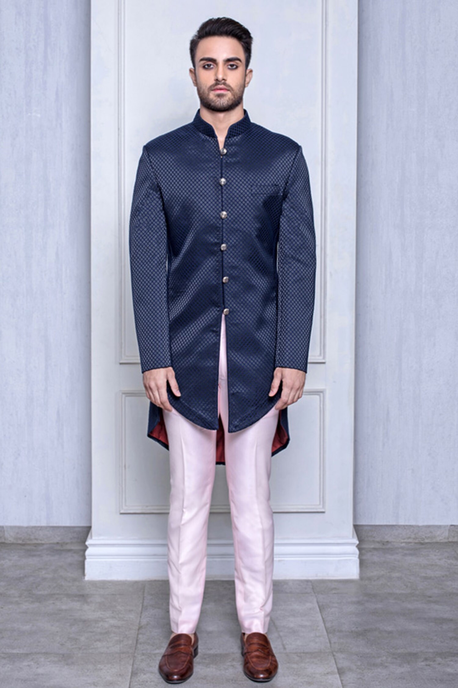 Buy Blue Quilted Sherwani For Men by Arjun Kilachand Online at Aza ...