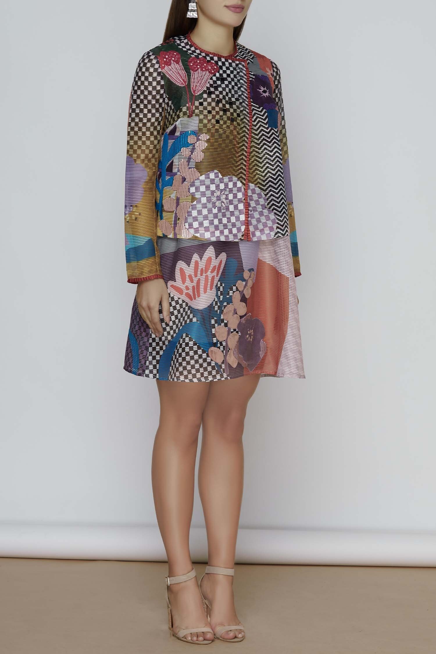 Buy Pankaj And Nidhi Multi Color Poly Organza Printed Jacket Online Aza