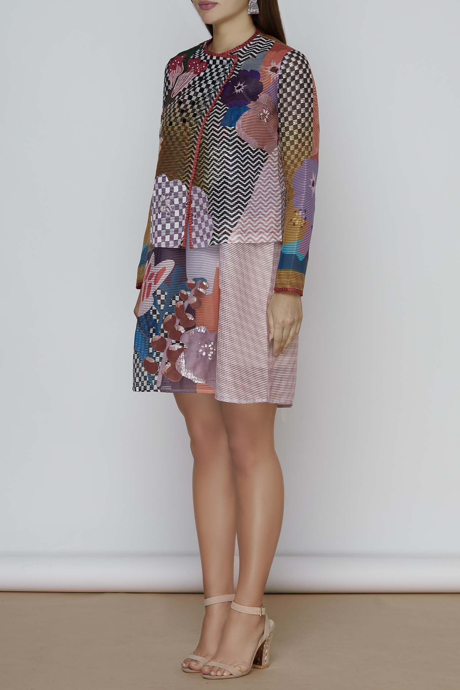 Buy Pankaj And Nidhi Multi Color Poly Organza Printed Jacket Online Aza