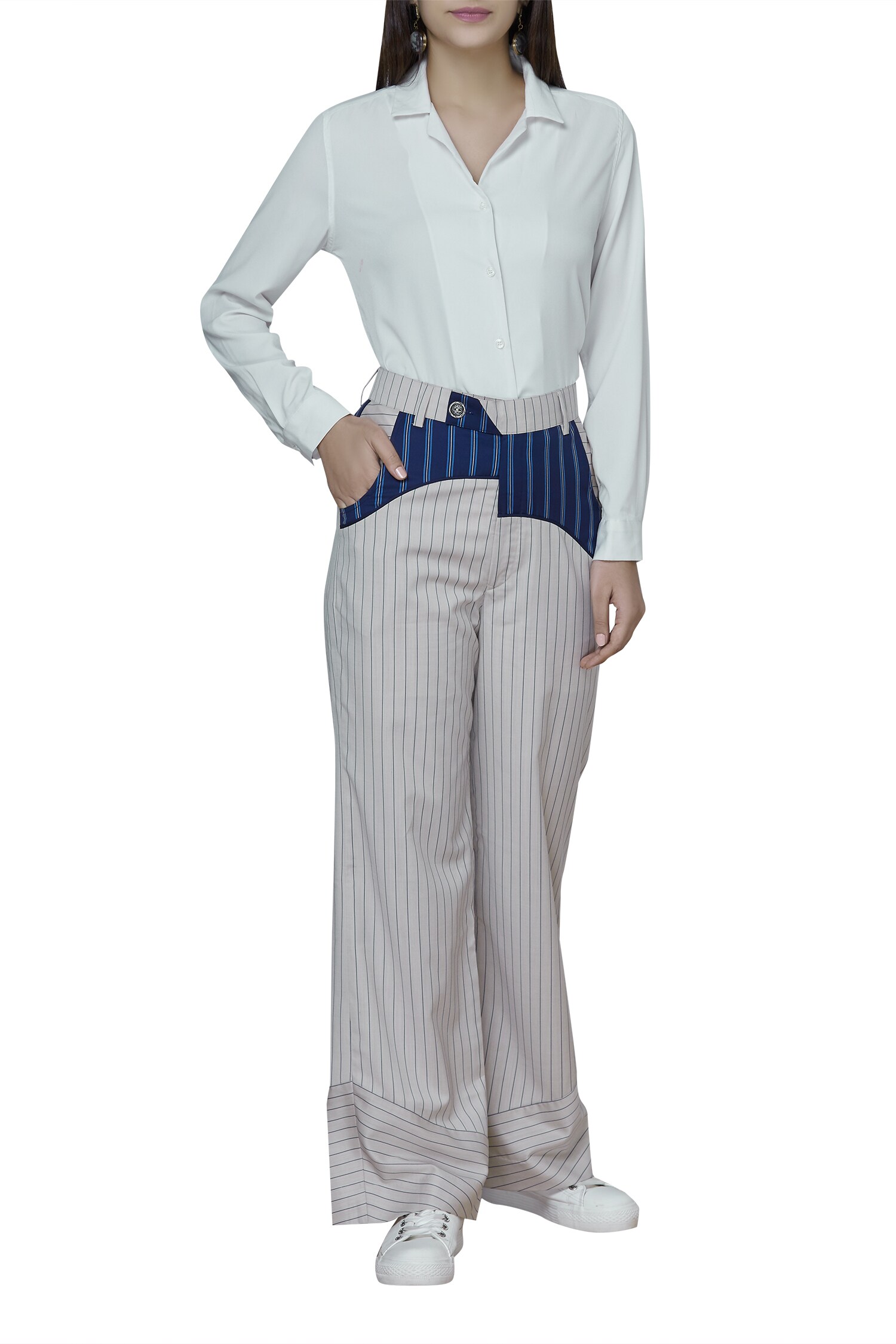 Buy Two Point Two Beige Flared Pants Online | Aza Fashions