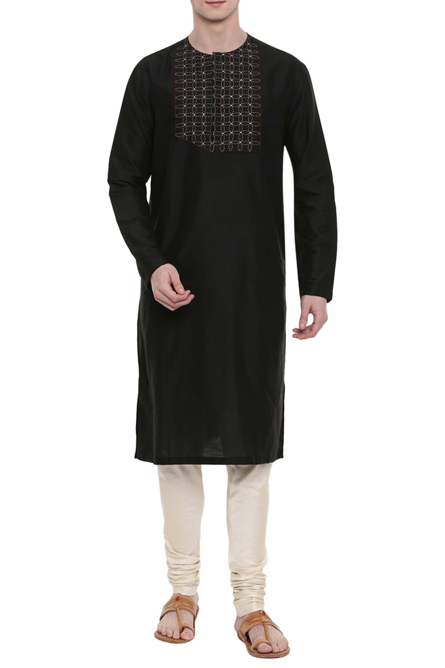 Buy Mayank Modi - Men Beige Silk Embroidered Kurta Set Online | Aza ...