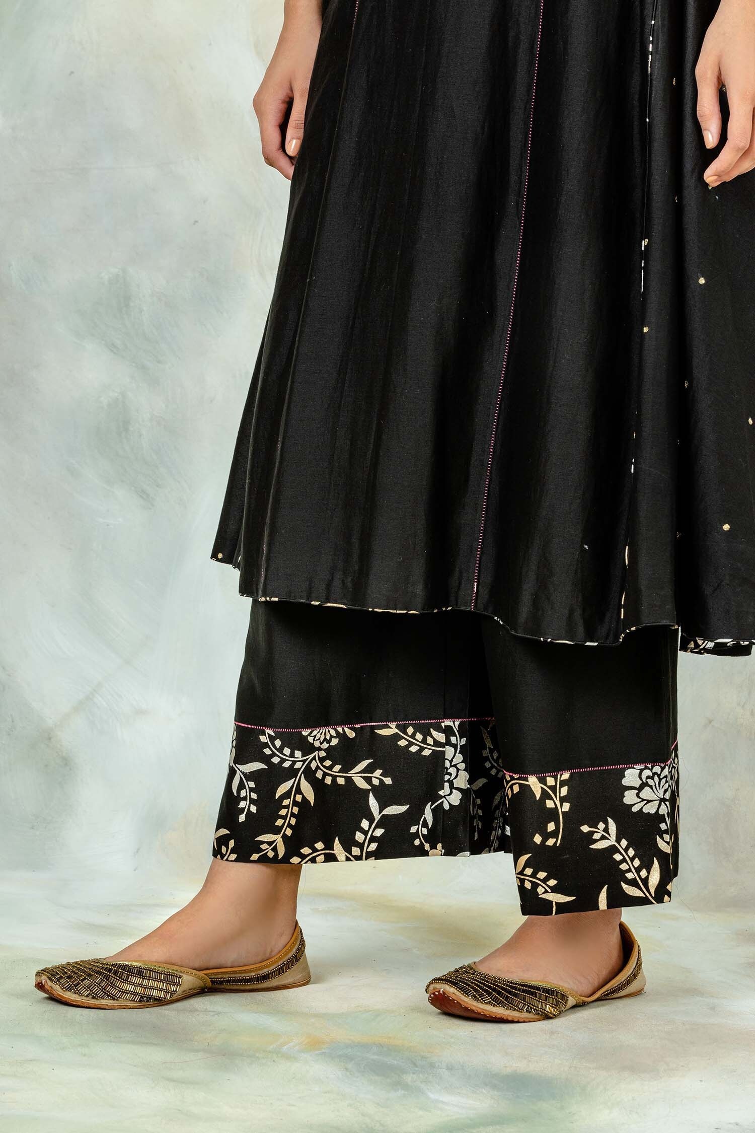 Buy Mandira Wirk Black Chanderi Pants Online | Aza Fashions