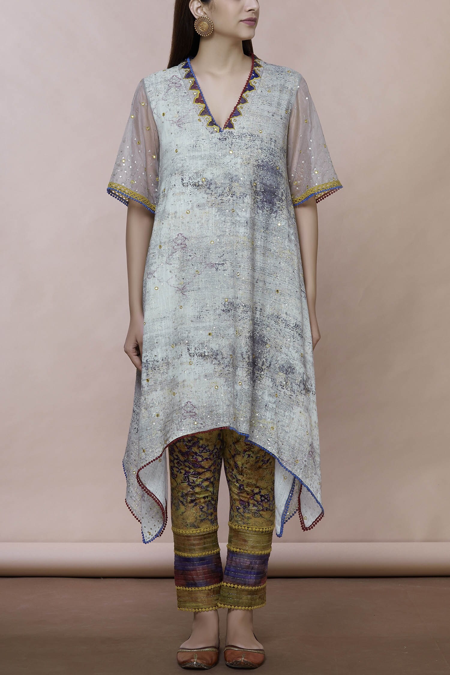 Buy Poonam Dubey Blue Cotton Embroidered Kurta Set Online | Aza Fashions