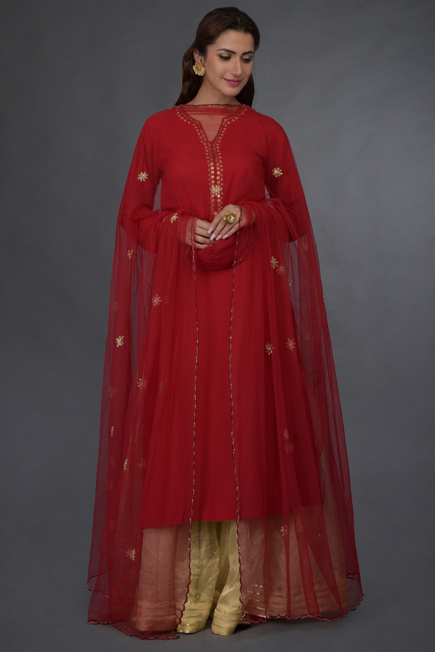 Buy Talking Threads Multi Color Red Embellished Kurta Set Online | Aza ...