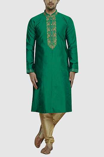 Buy Gold Embroidered Kurta Set For Men by Arihant Rai Sinha Online at ...