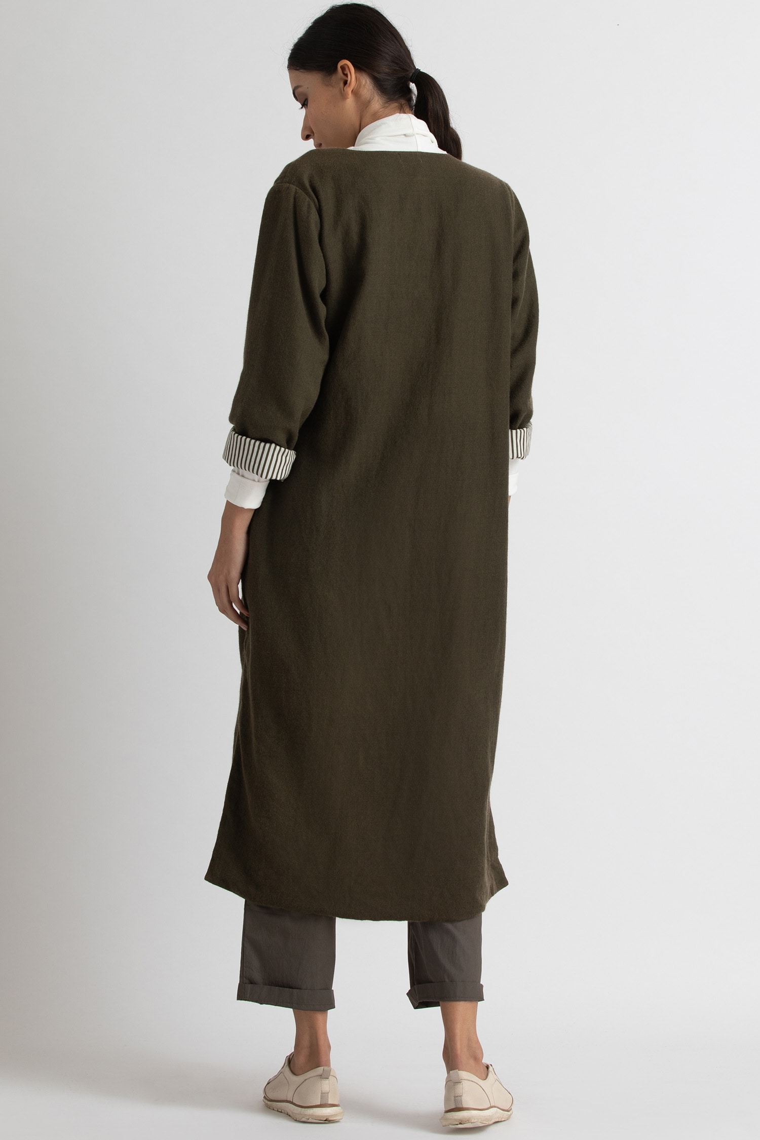 Buy Three Green Cotton Poplin Overlap Jacket Online | Aza Fashions