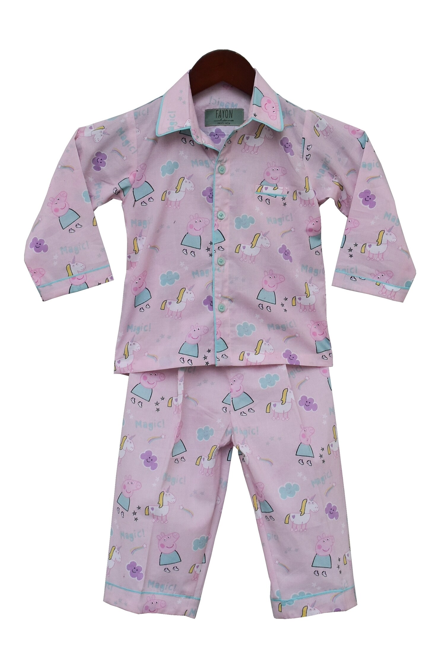 Buy Purple Cotton Printed Pyjama Set For Girls by FAYON KIDS Online at ...