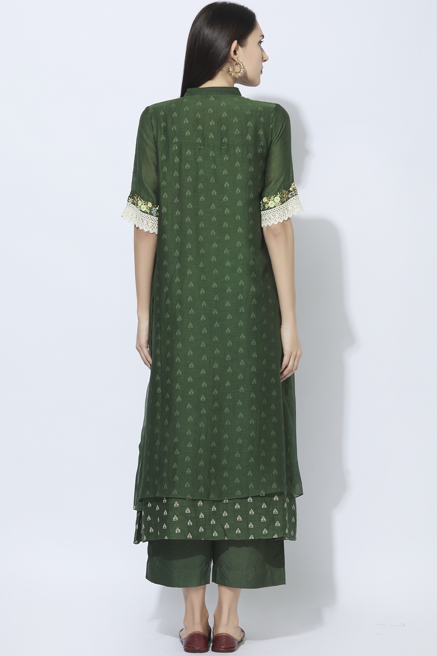 Buy Arcvsh by Pallavi Singh Green Silk Cotton Chanderi Kurta Set Online ...