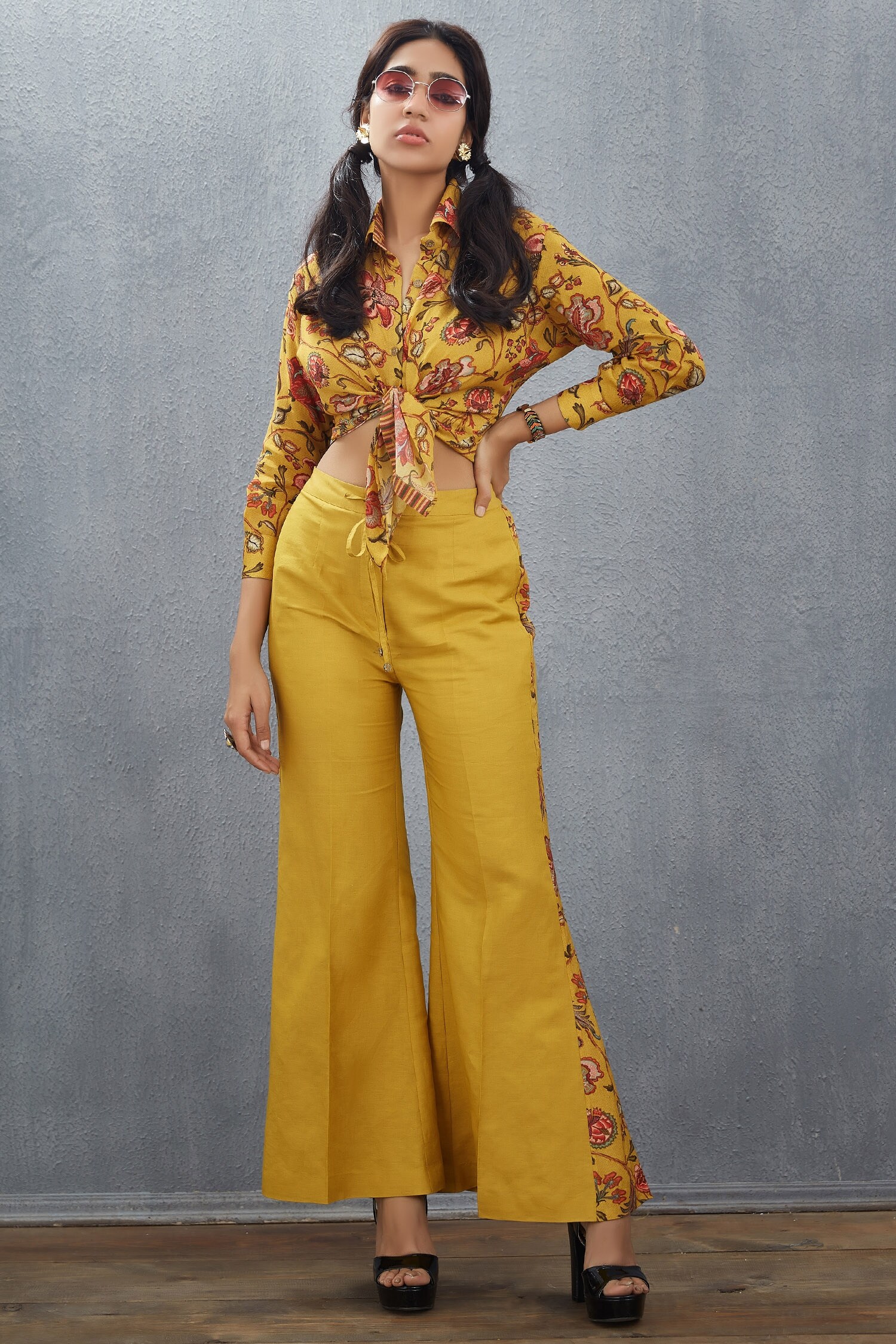 Buy Torani Yellow Handwoven Chanderi Pants Online | Aza Fashions