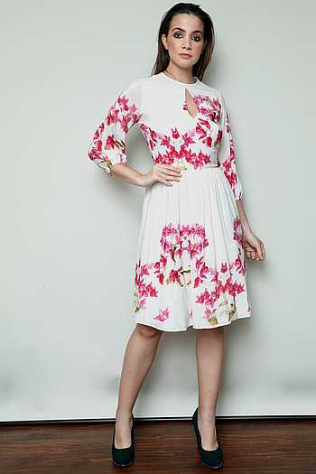 Buy Swatee Singh White Georgette Printed Dress Online | Aza Fashions