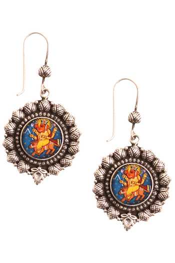 Buy Silver Plated Metal Hand Painted Danglers by Sangeeta Boochra ...