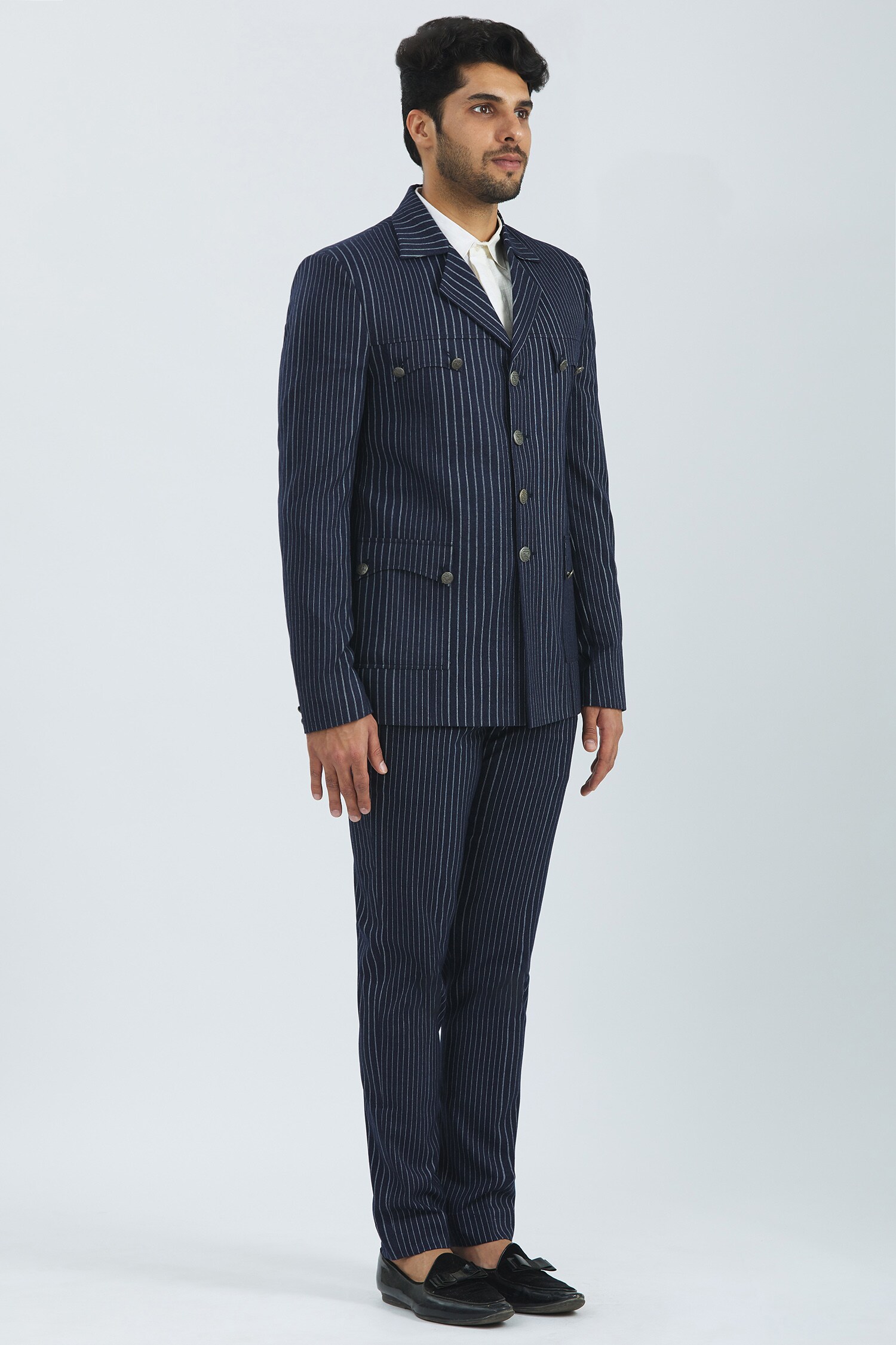 Buy Striped Jacket with Pant by Nautanky - Men at Aza Fashions