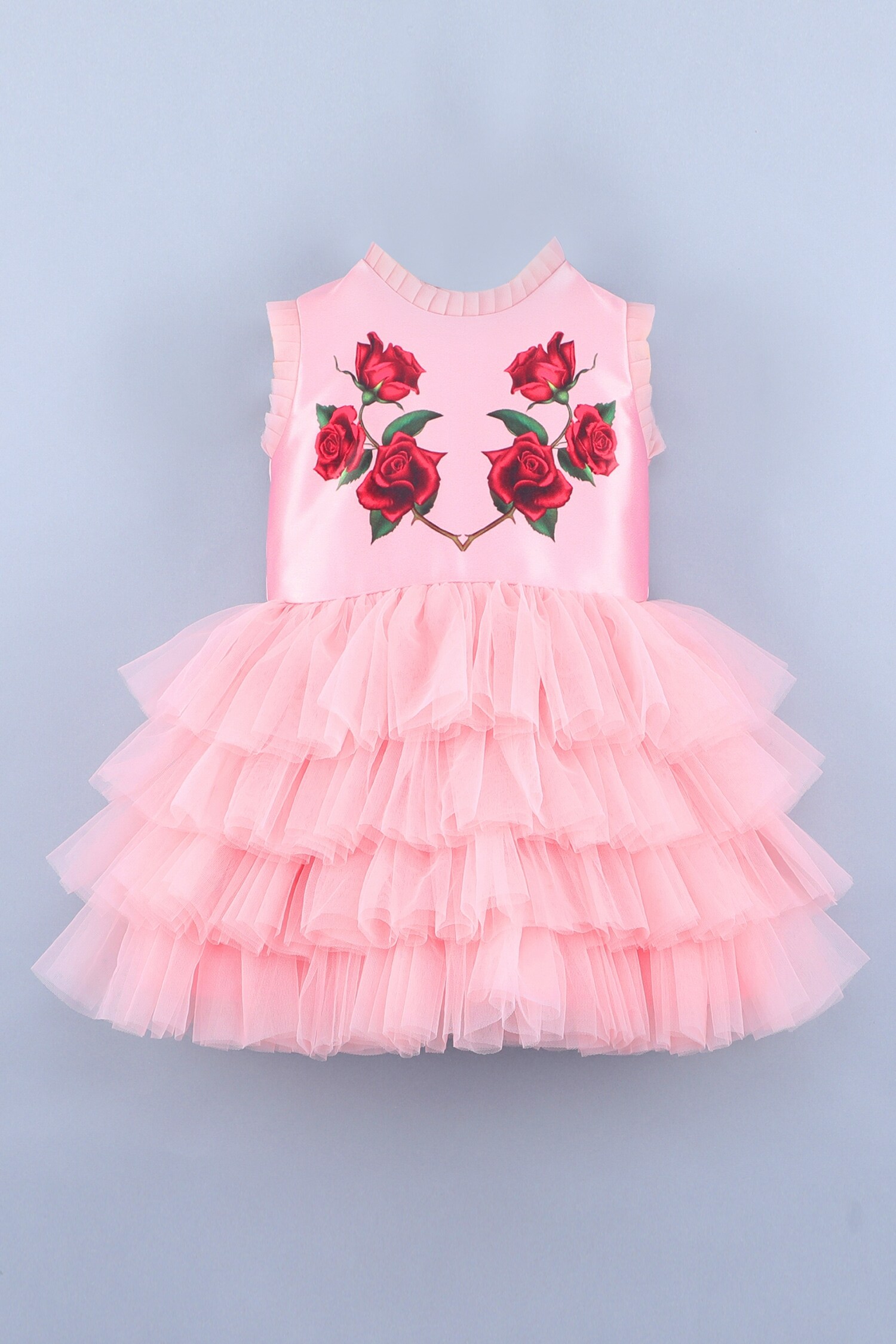 Buy Pink Satin Ruffle Dress For Girls by Miakki Online at Aza Fashions.