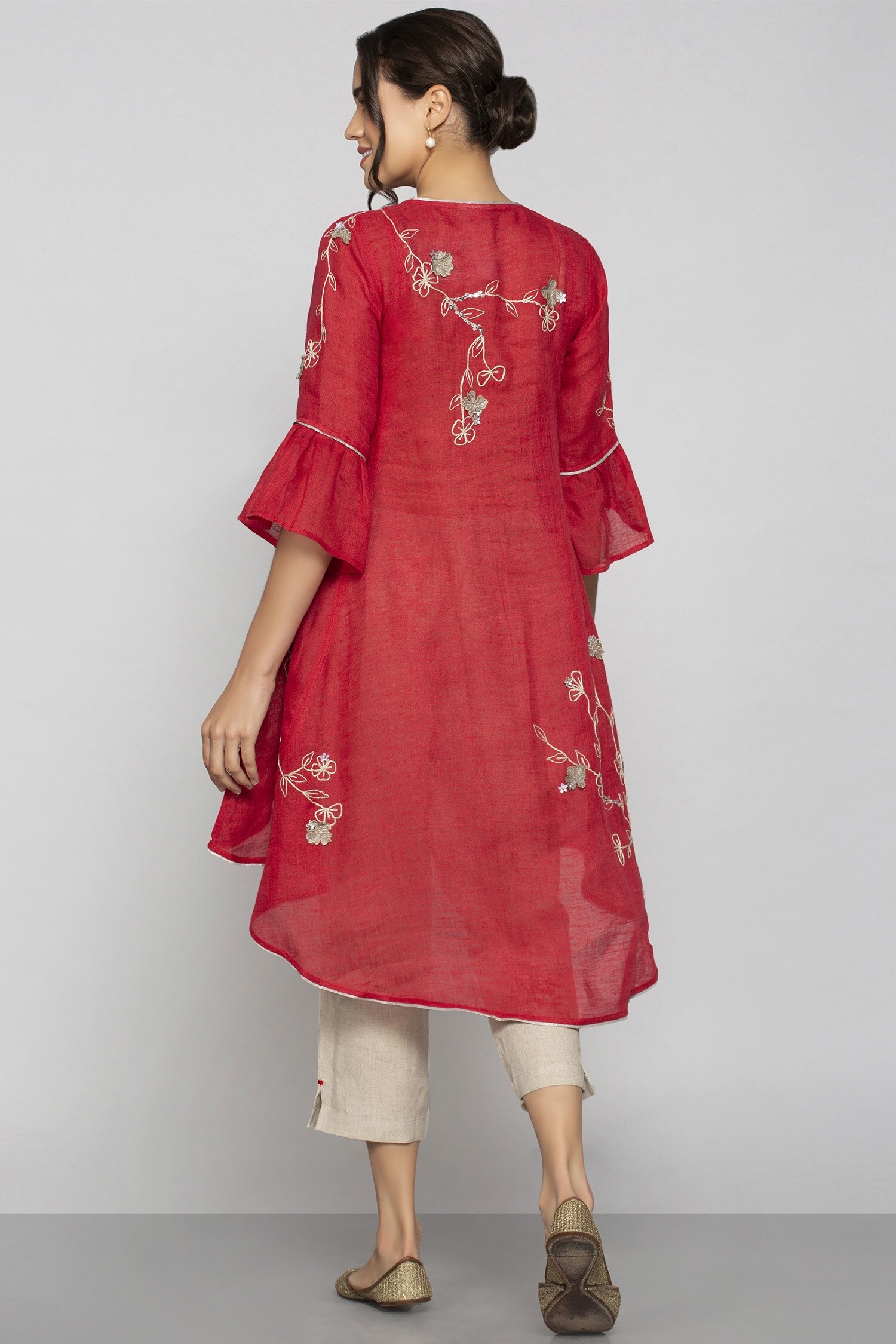 Buy Kaveri Linen Embroidered Tunic Online | Aza Fashions