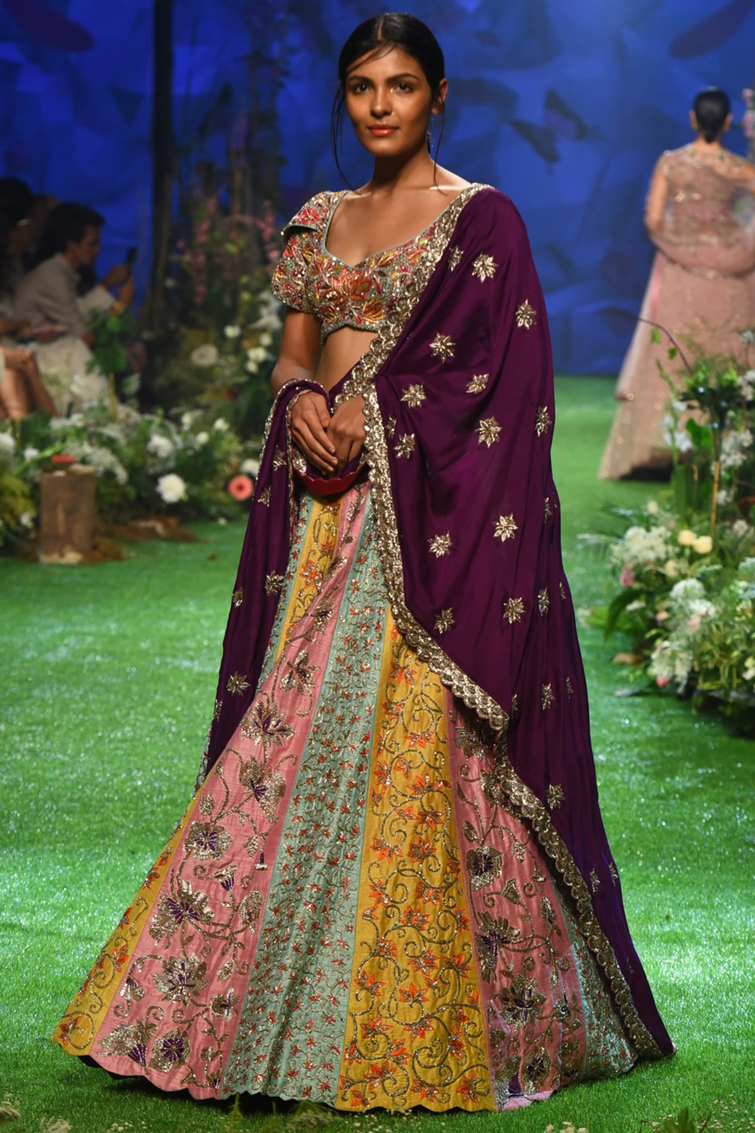 Buy Mrunalini Rao Multi Color Embroidered Lehenga Set Online | Aza Fashions