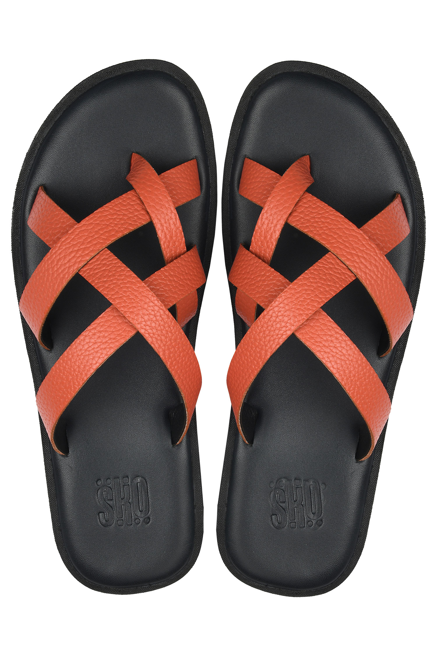 Buy Black Leather Criss Cross Flats For Men by Sko Online at Aza Fashions.