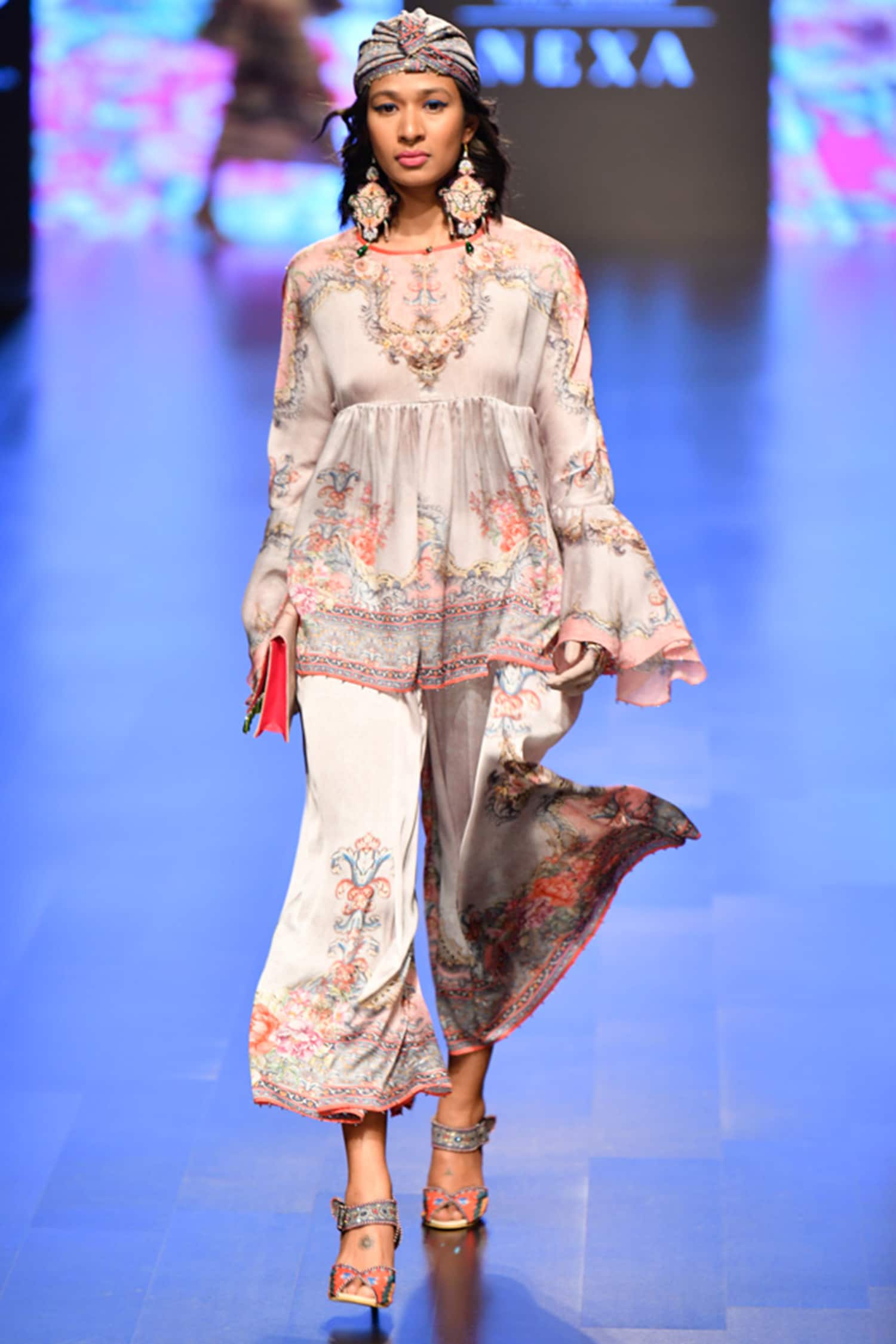 Buy Rajdeep Ranawat Peach Printed Tunic Online | Aza Fashions
