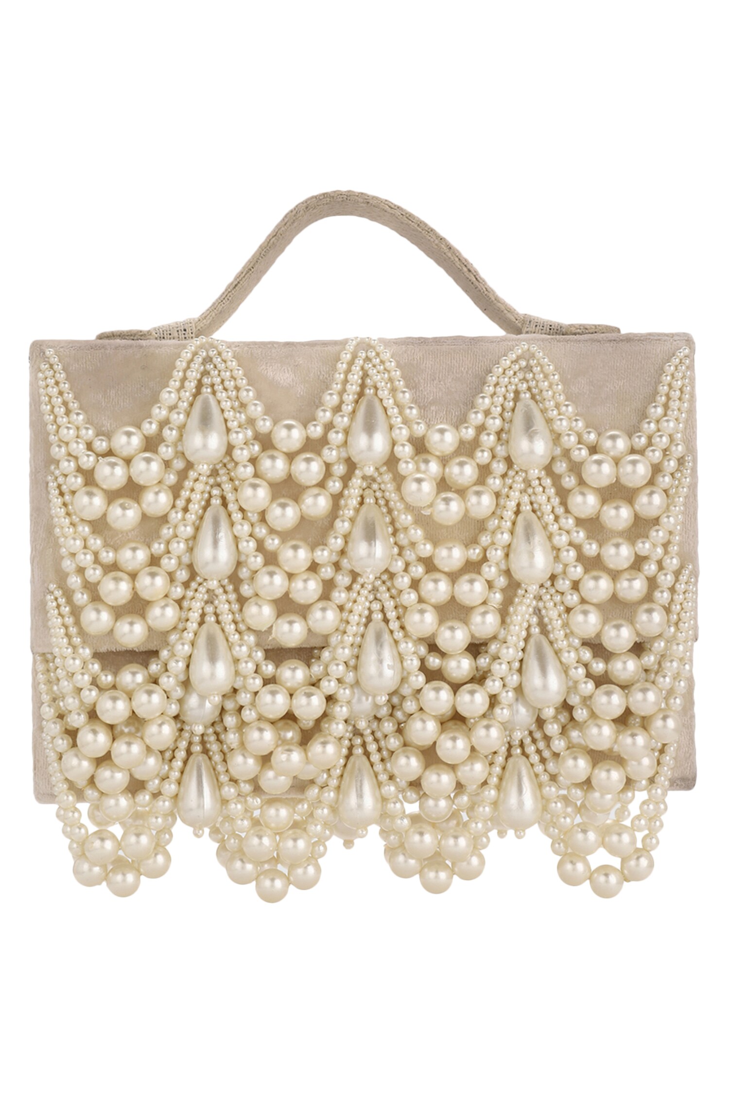 Buy White Beads Velvet Flapover Embellished Bag by Aanchal Sayal Online ...
