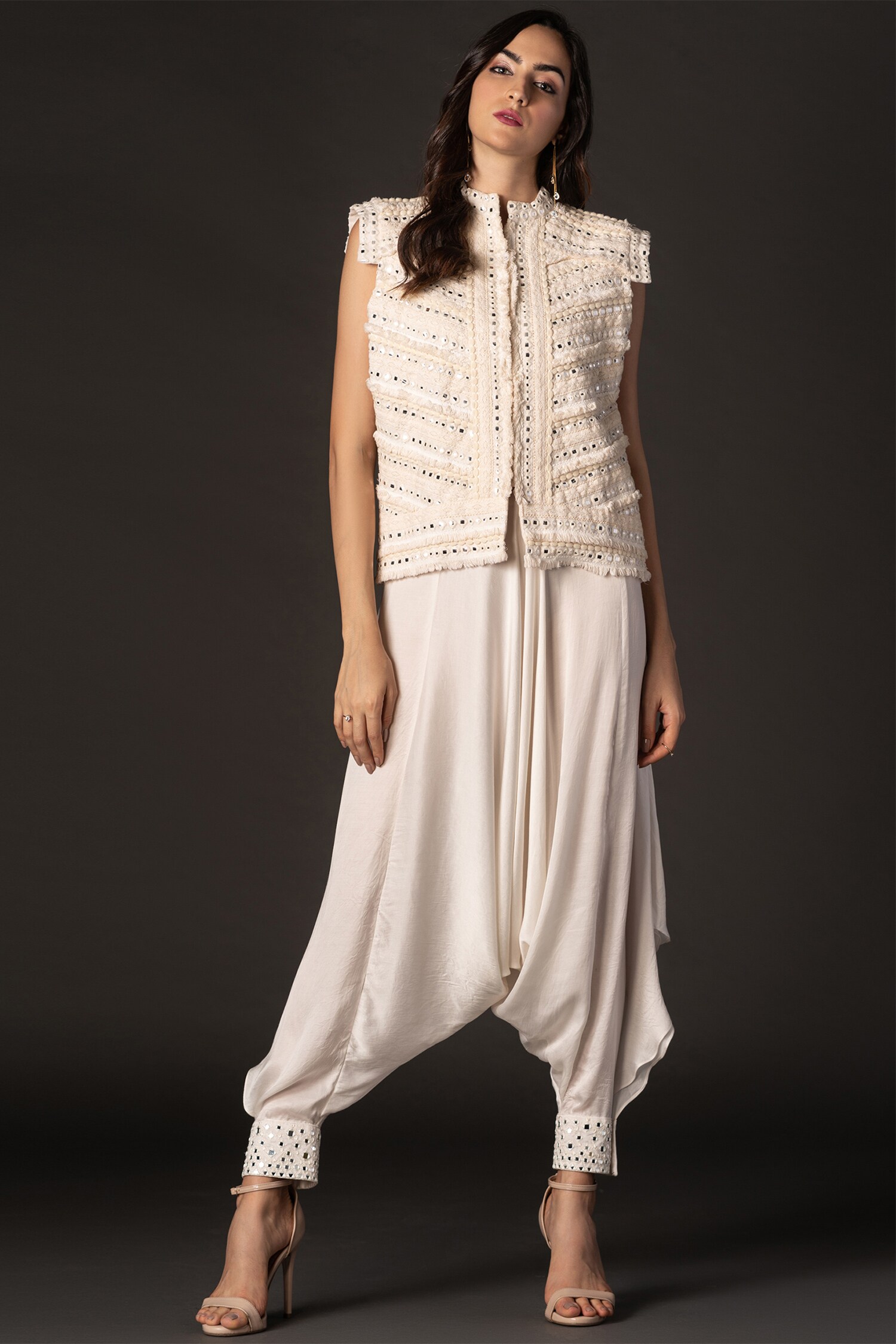 Buy Twenty Nine White Satin Draped Pants Online | Aza Fashions